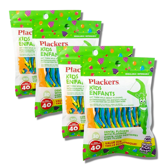 Plackers Children's Flavored Dental Floss Sticks, Mixed Berry Tooth ...