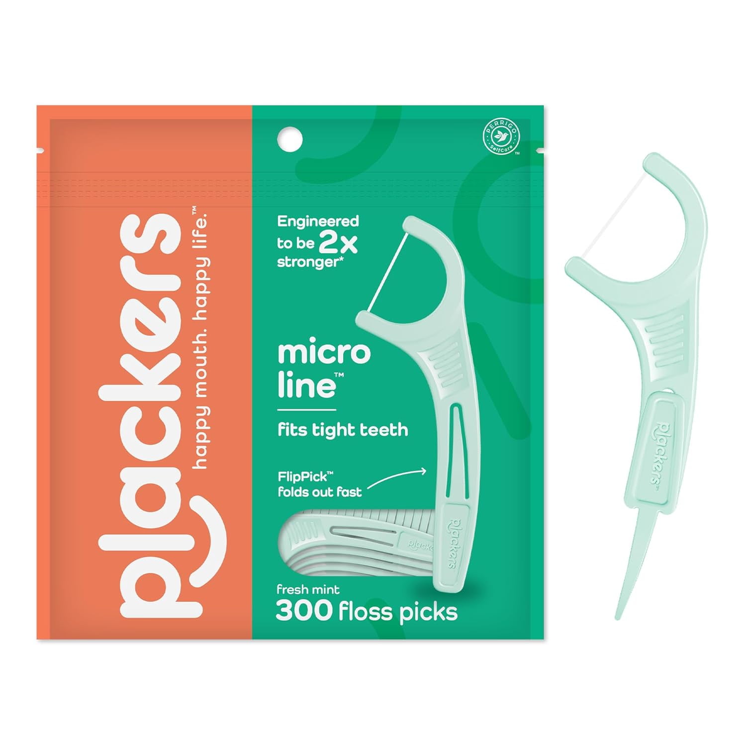 Plackers Micro Line Dental Floss Picks, Fold-Out FlipPick, Tuffloss ...