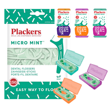 Plackers Back Teeth Micro Mint Dental Floss Picks - 75 Count (Pack of 4 ...