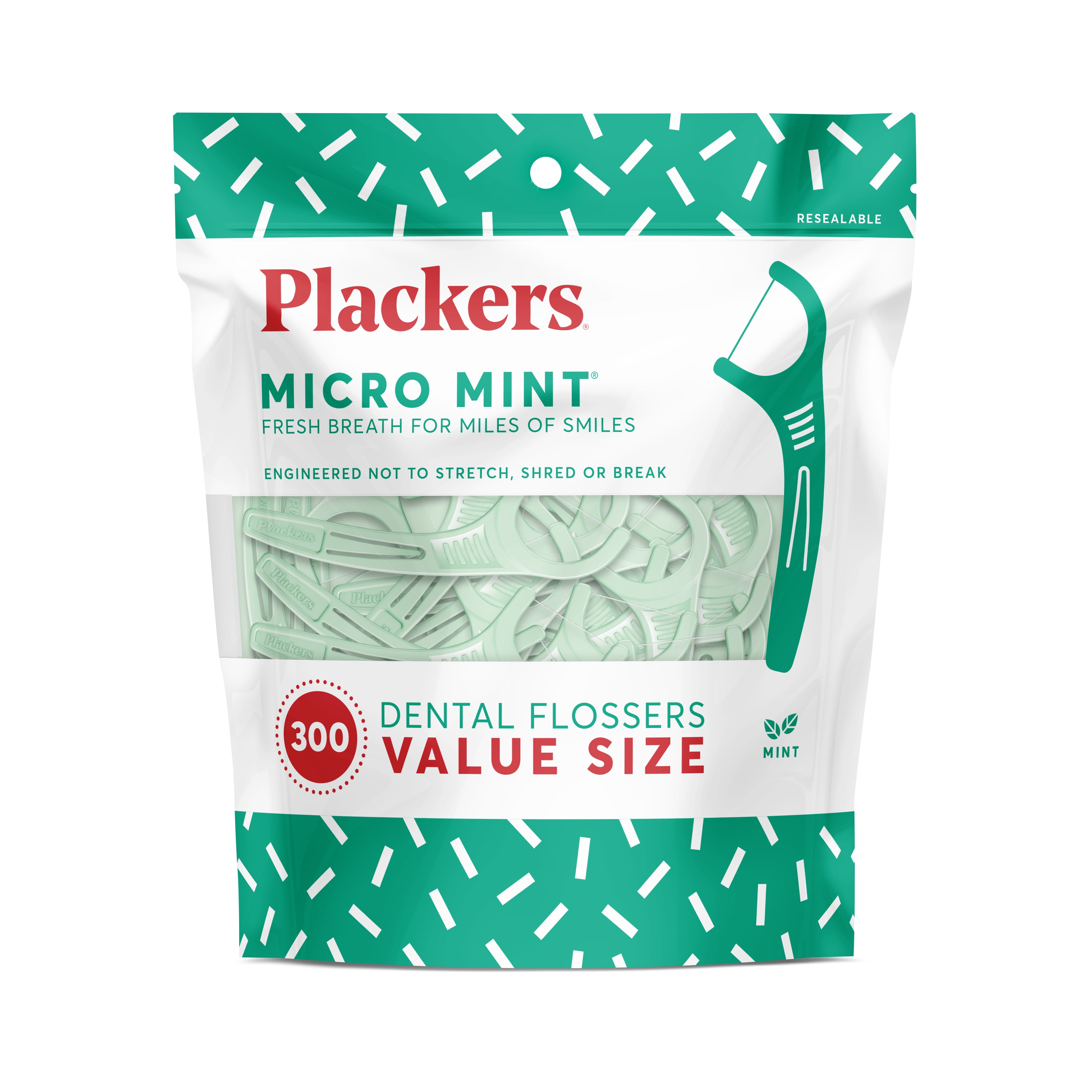 Plackers Micro Mint Dental Floss Picks, 300 Count, 2 Pack, Clean Mint ...