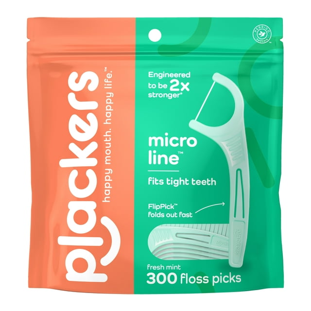 Plackers Micro Mint Dental Floss Picks, 300 Count - Walmart.com