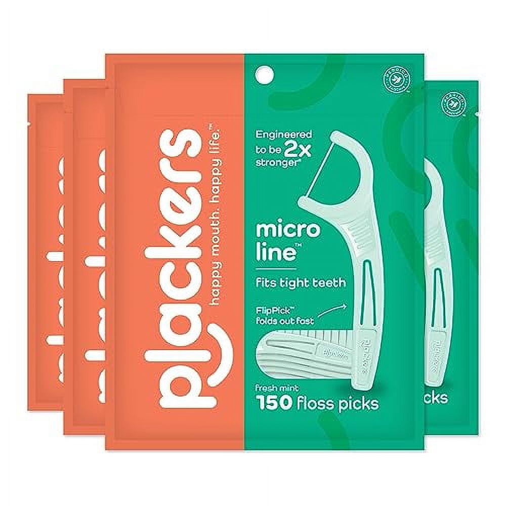 Plackers Micro Mint Dental Flossers, Fold-Out Toothpick, Super Tuffloss, Easy Storage with Sure ...