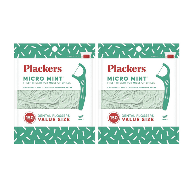 Plackers Micro Mint Dental Flossers, Fresh Mint Flavor, Fold-Out Toothpick, Super Tuffloss, Easy ...