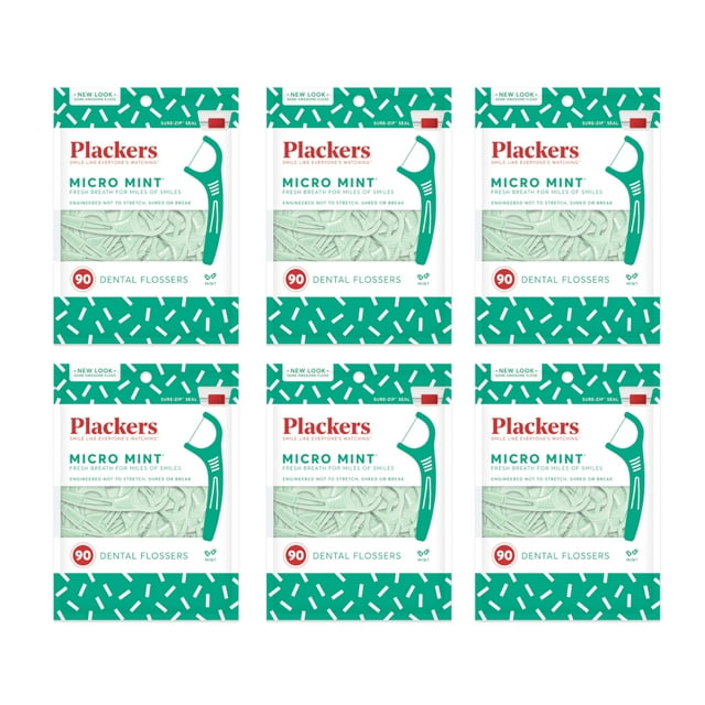 Plackers Micro Mint Dental Flossers (Pack of 6) - Walmart.com