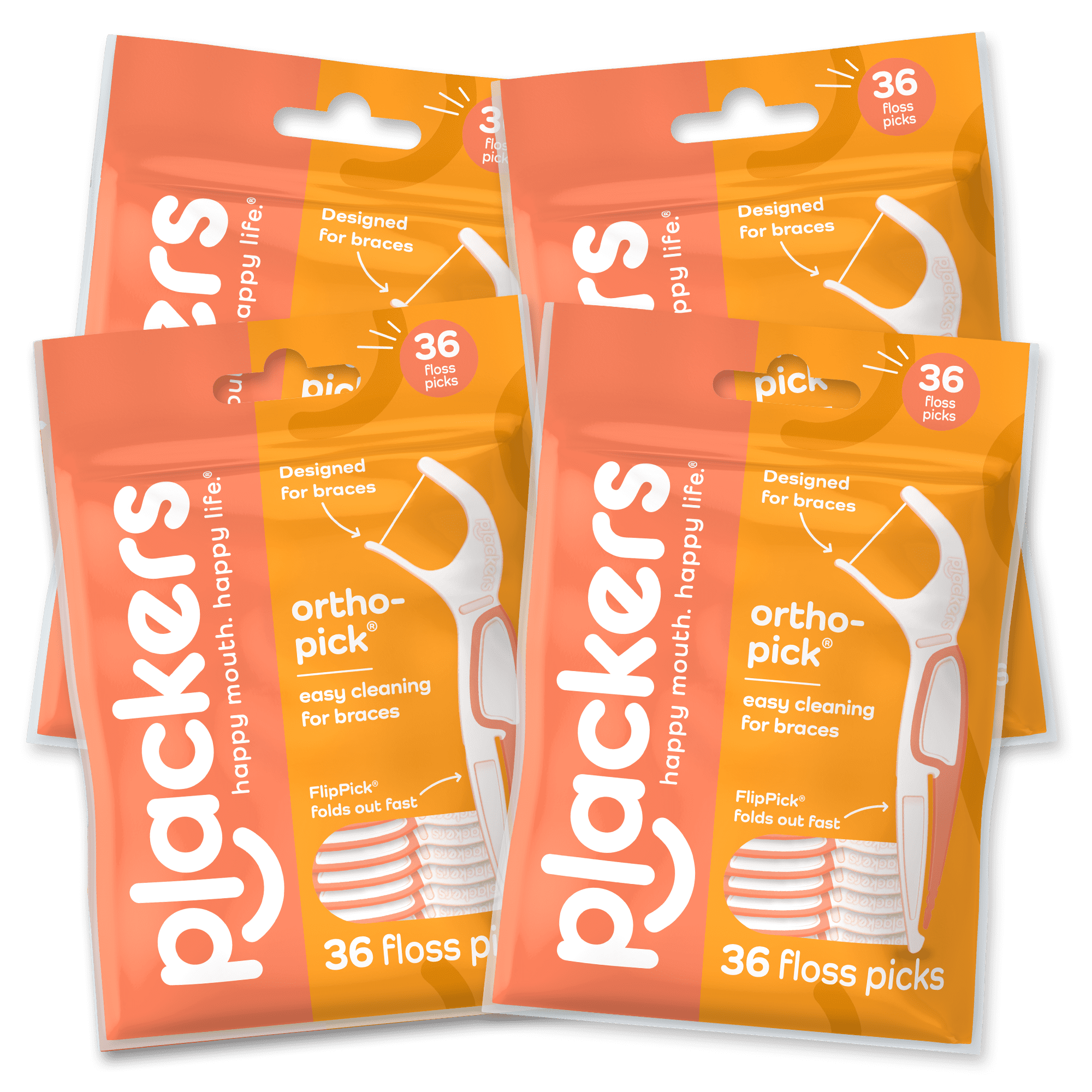 Plackers Orthopick Dental Floss Picks, 36 Flossers for Braces - Walmart.com