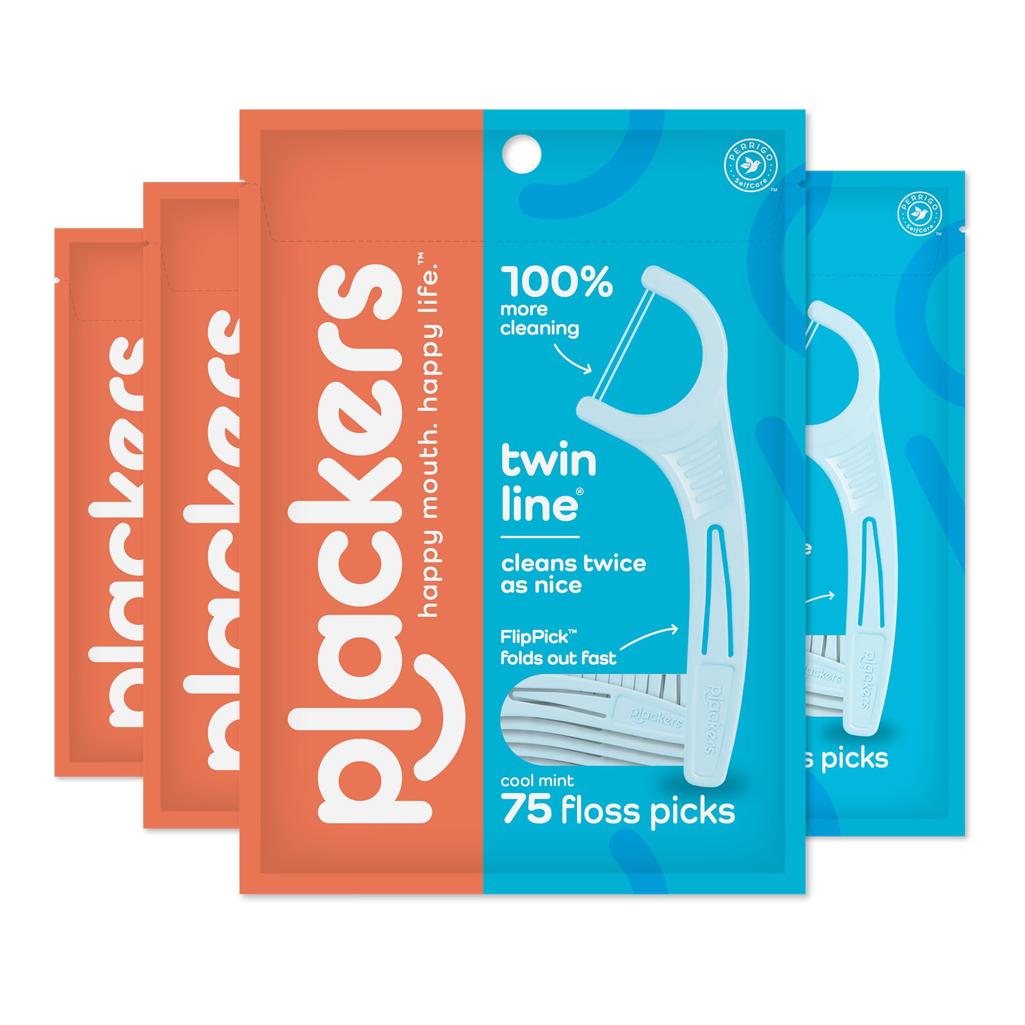Plackers Twin-Line Dental Floss Picks, 75 Count (Pack Of 4) - Walmart.com