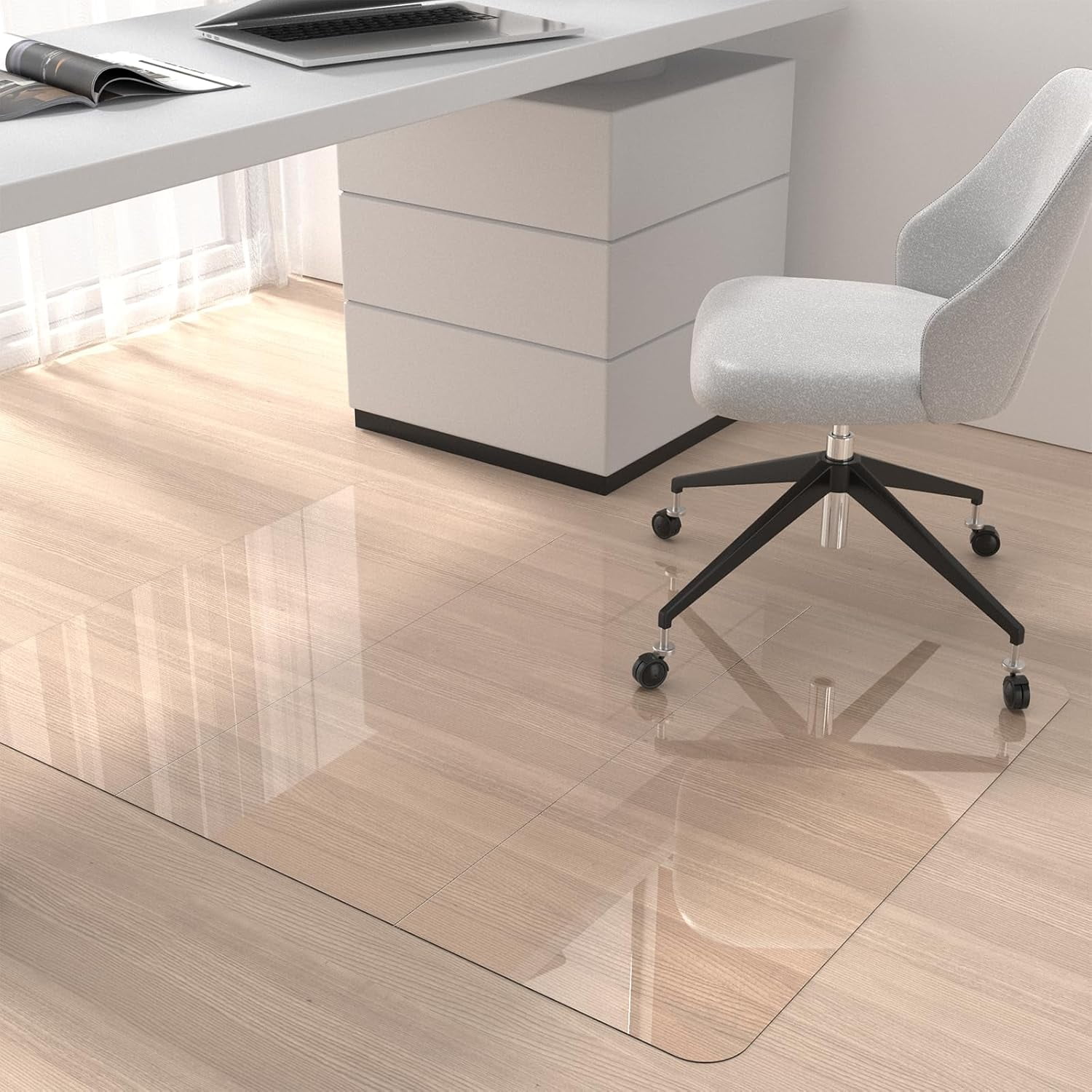 Placoot Upgraded Tri-Fold Crystal Clear Office Chair Mat for Hardwood ...