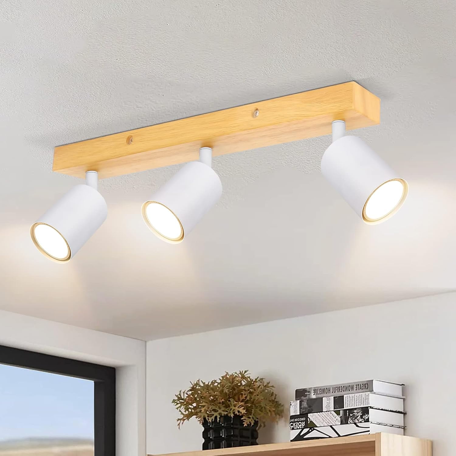 Plafonnier Spot Orientables Blanc, Bois Spot Plafond Gu10, Plafonnier ...