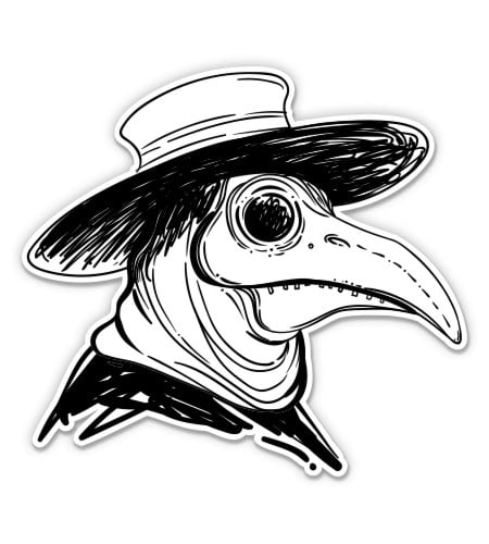 Plague Doctor - 8" Vinyl Sticker - For Car Laptop I-Pad - Waterproof ...