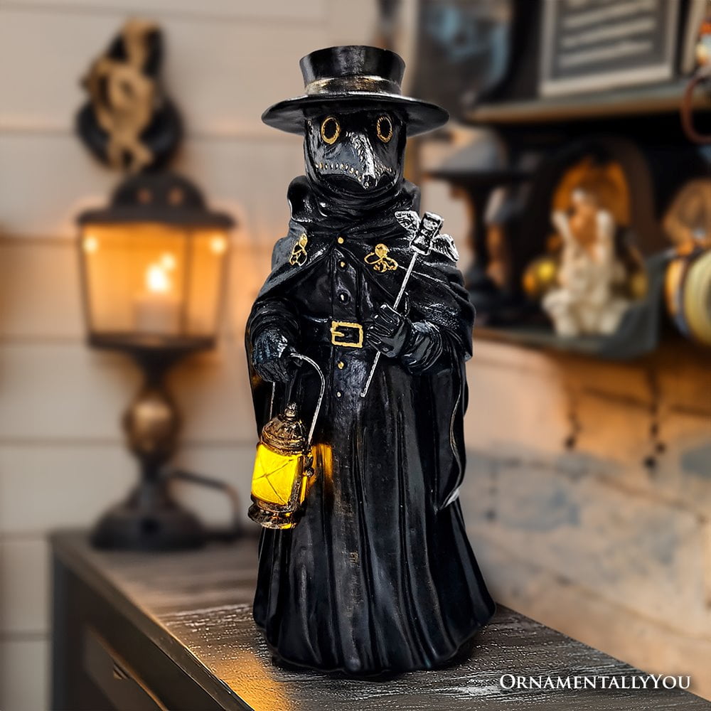 Plague Doctor Creepy Home Figurine, 8" LED Haunted Halloween House ...