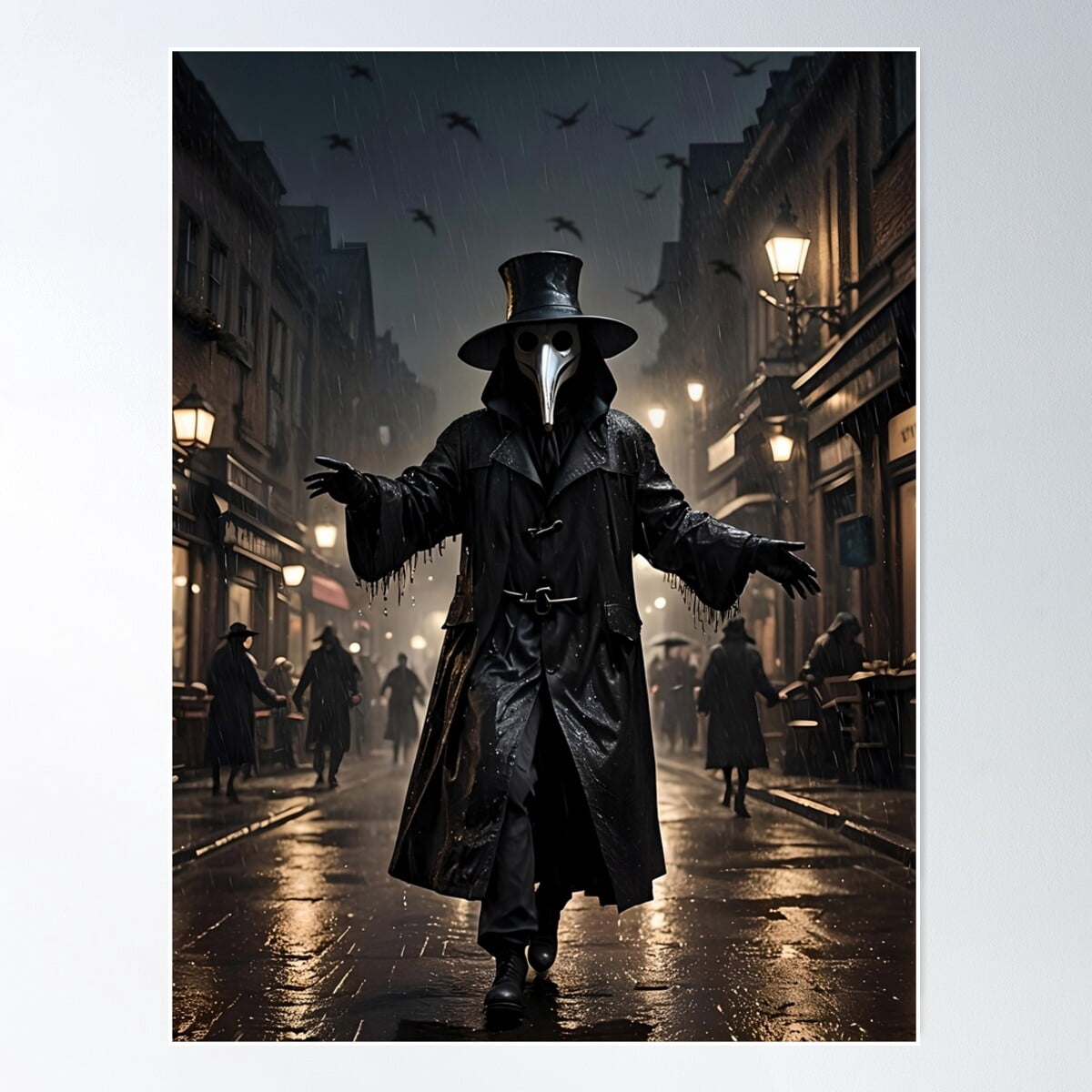 Plague Doctor Dances Happily In The Rain Poster Wall Art, Modern Wall ...