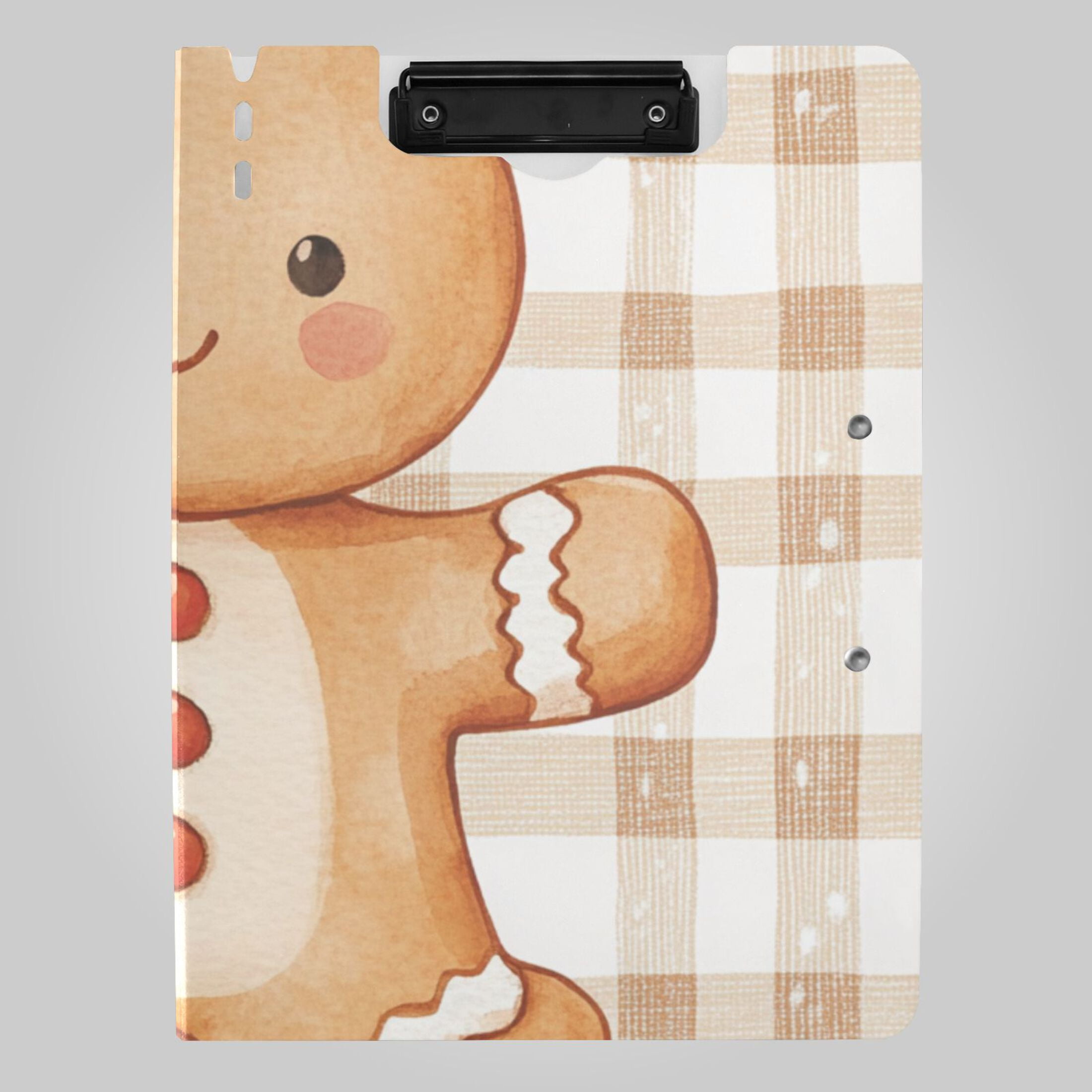 Plaid Background Gingerbread Man Cute Christmas Foldable Binder Folder ...