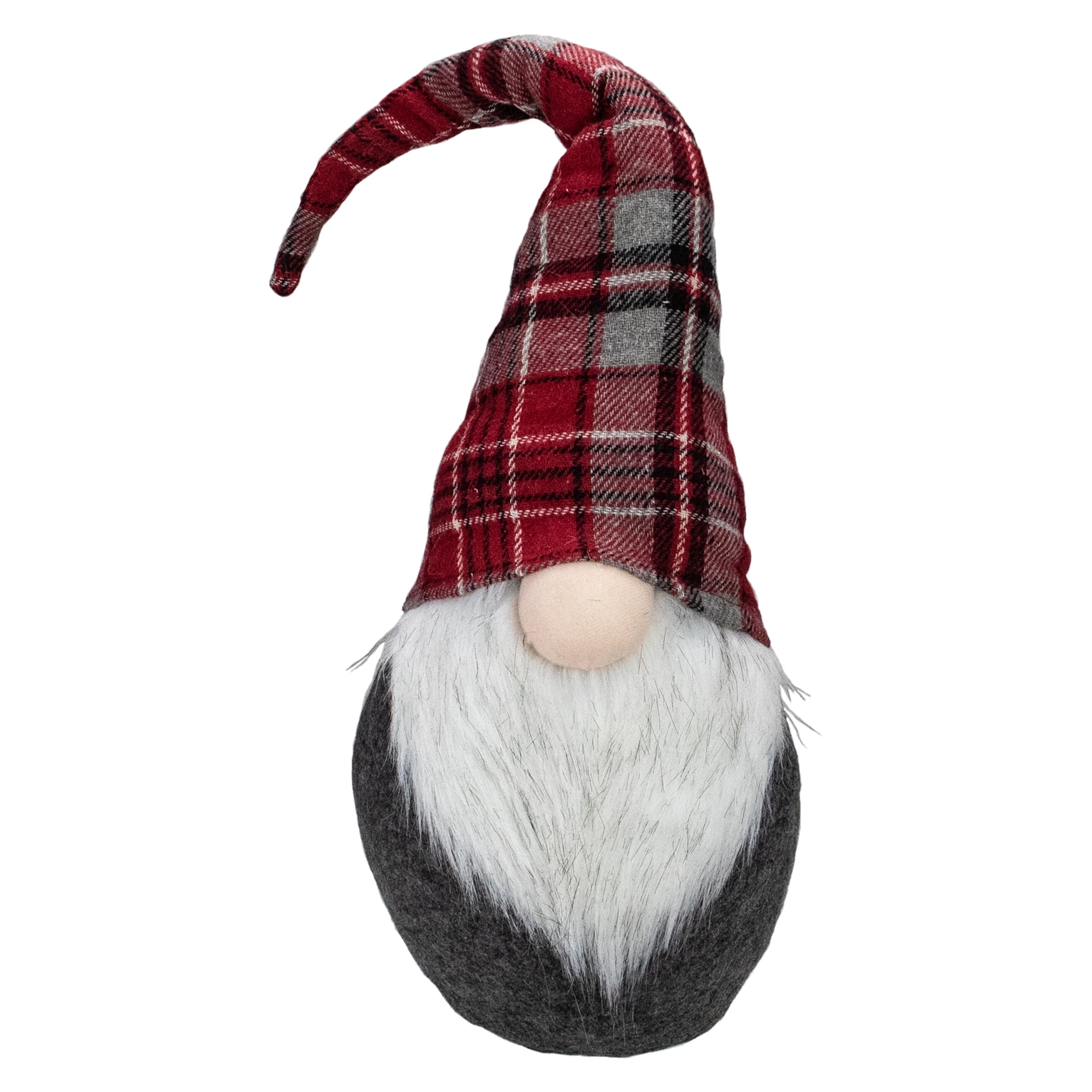 Plaid Bendable Hat Gnome Sitting Christmas Decoration - 25" - Red and ...