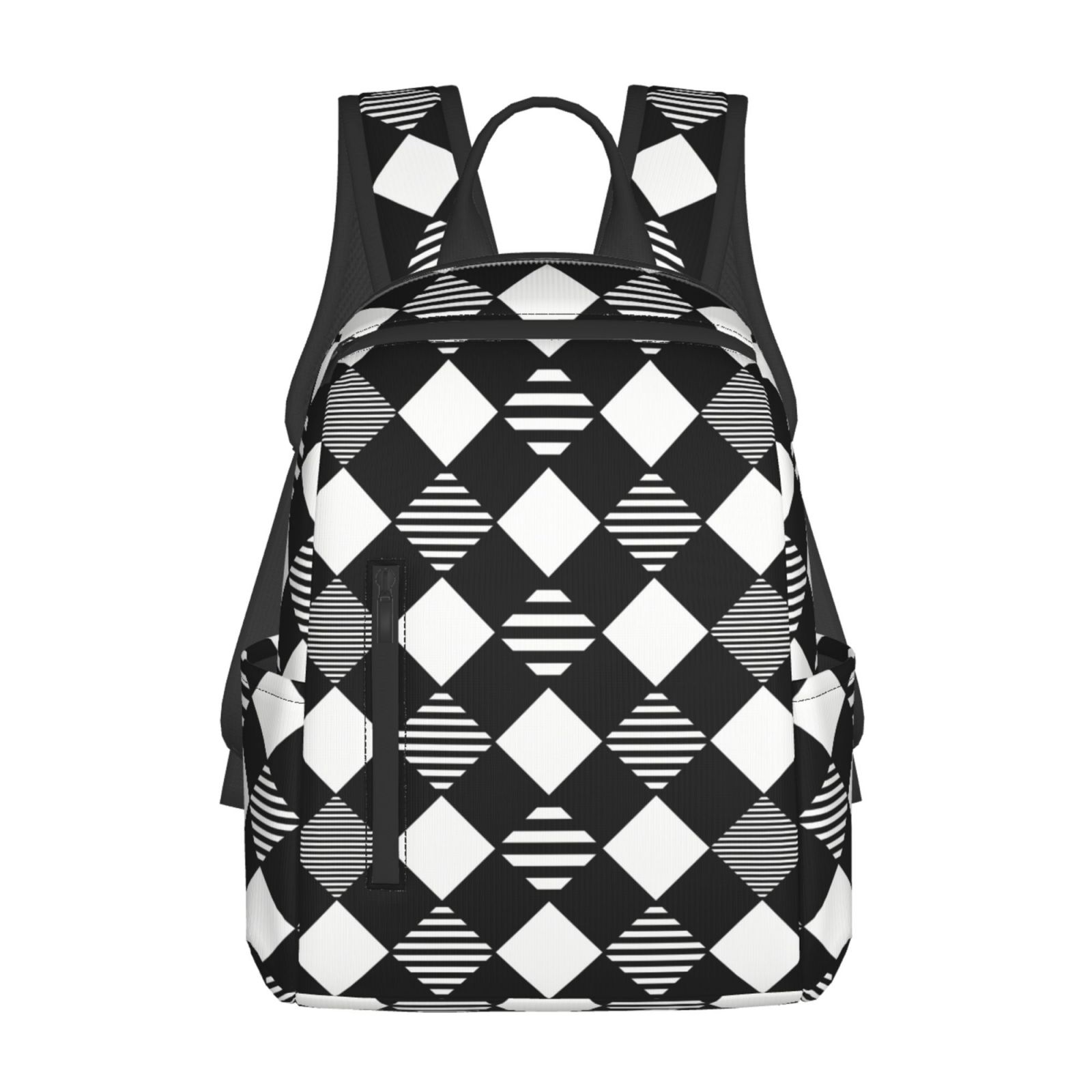 Plaid Black White Backpack for Men Women Laptop Backpack Hiking ...