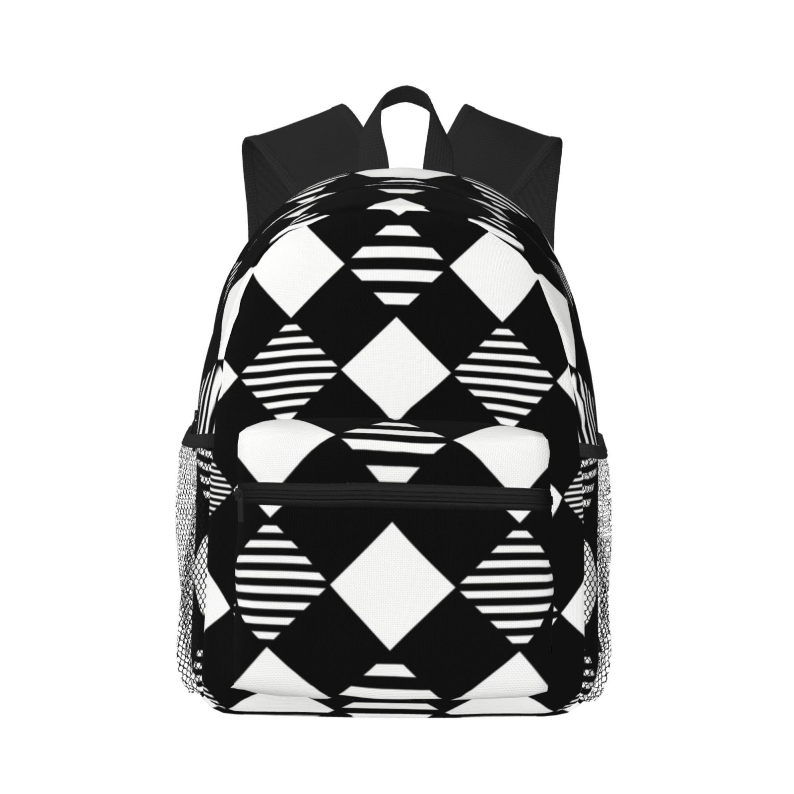 Plaid Black White Backpack for Men Women Laptop Backpack Hiking ...