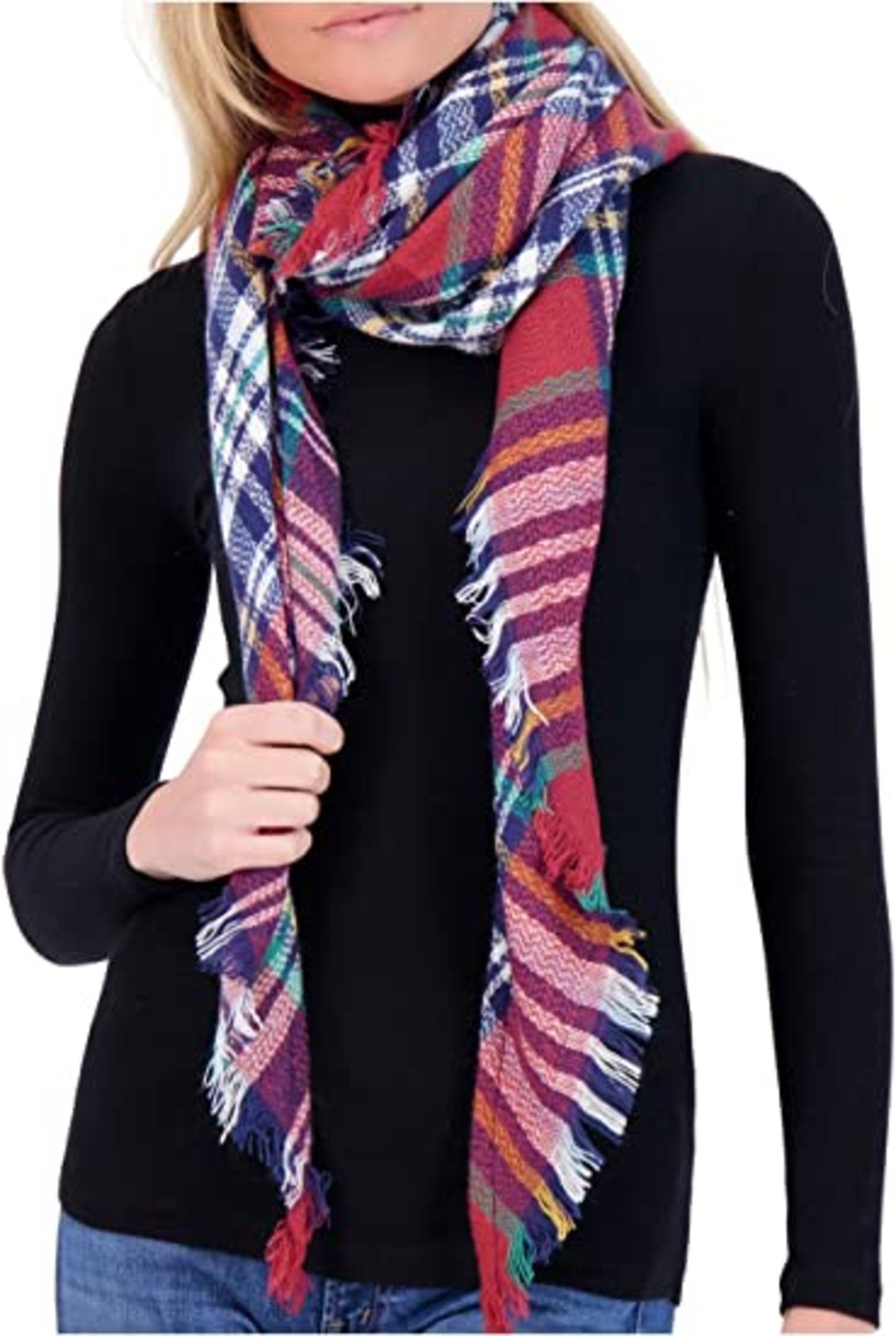 Women Plaid Lightweight Scarf Tartan Wrap Lattice Large Warm Cozy ...