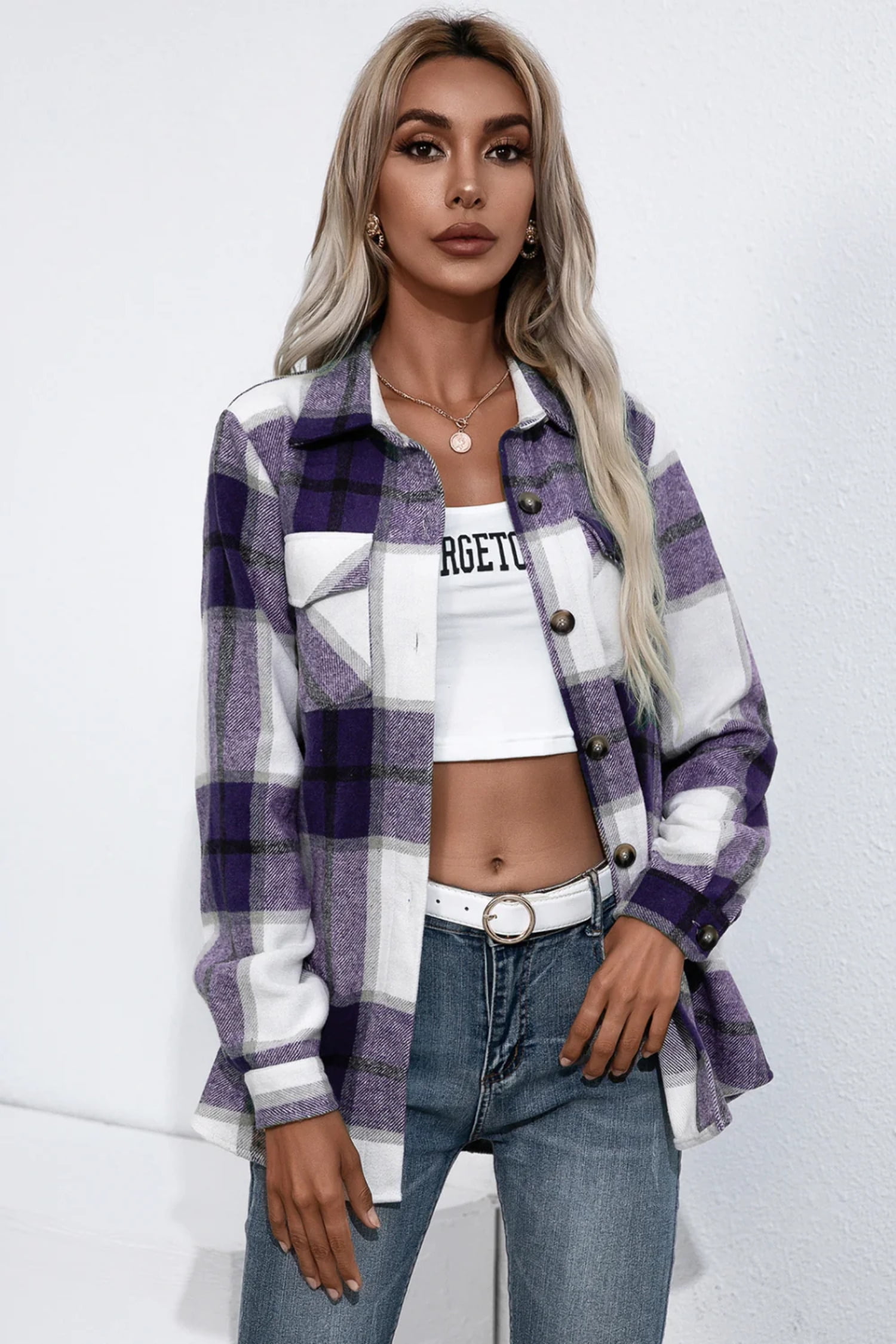 Plaid Button Up Flannel Shirt - Walmart.com