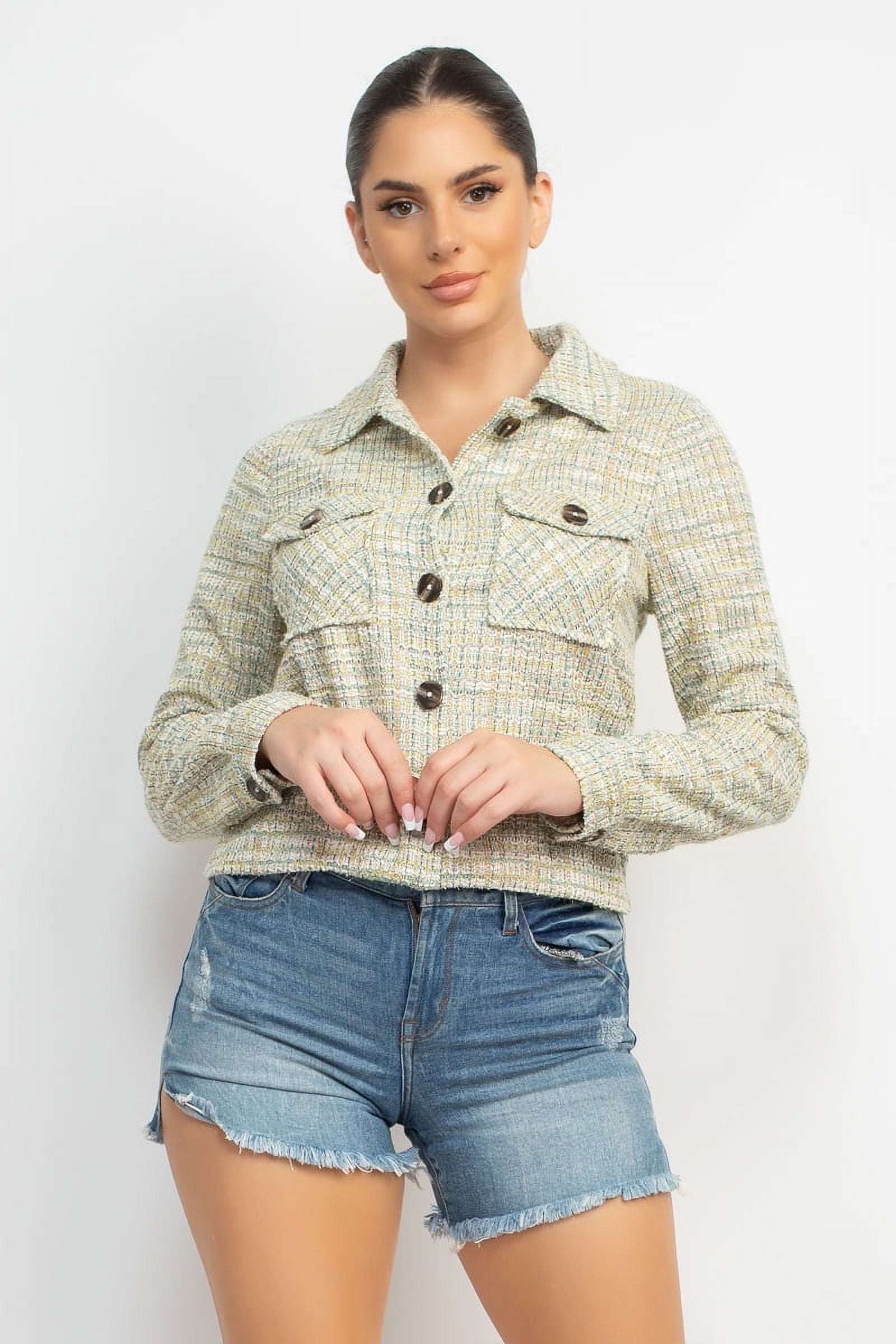 Plaid Button-down Tweed Jacket - Walmart.com