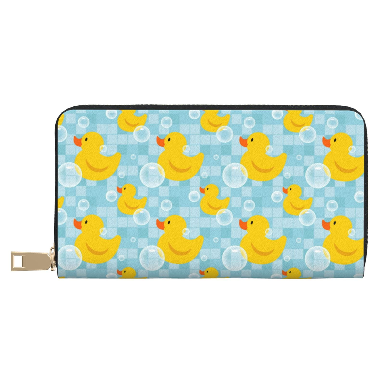 Plaid Cartoon Cute Duck Bubble Wallet Women, Leather Bifold Multi Card ...