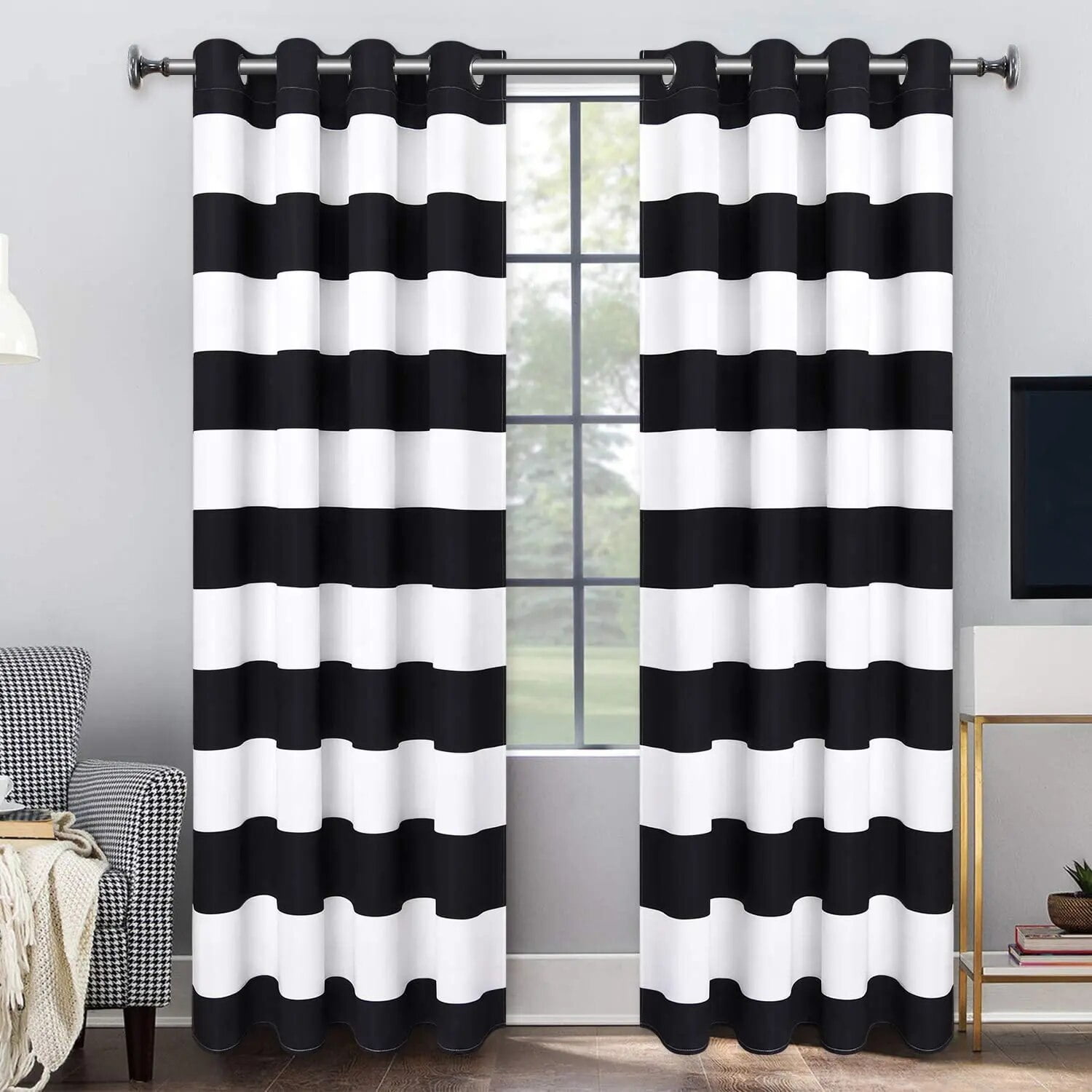 Plaid Chevron Window Curtains Yellow and Grey Living Room Bathroom Home ...