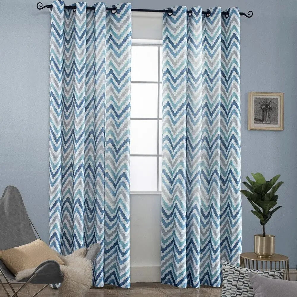 Plaid Chevron Window Curtains Yellow and Grey Living Room Bathroom Home ...