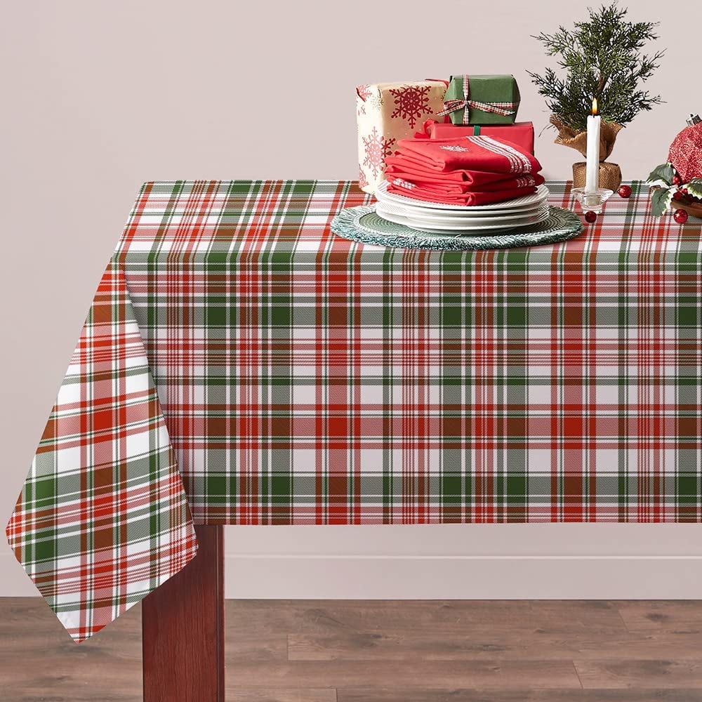 Plaid Christmas Tablecloth, Christmas Table Cloth Red Plaid Holiday ...