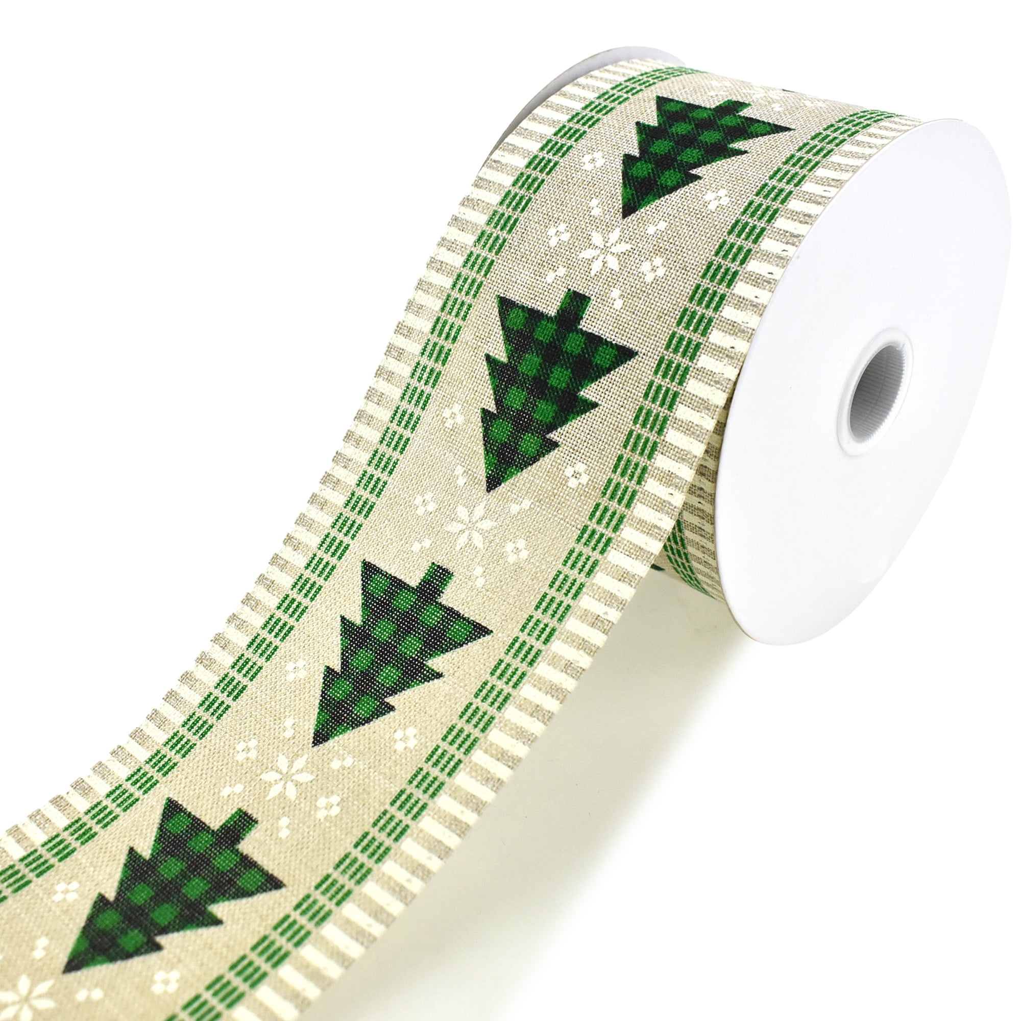 Plaid Christmas Tree Dash Edged Wired Ribbon, 2-1/2-Inch, 10-Yard ...