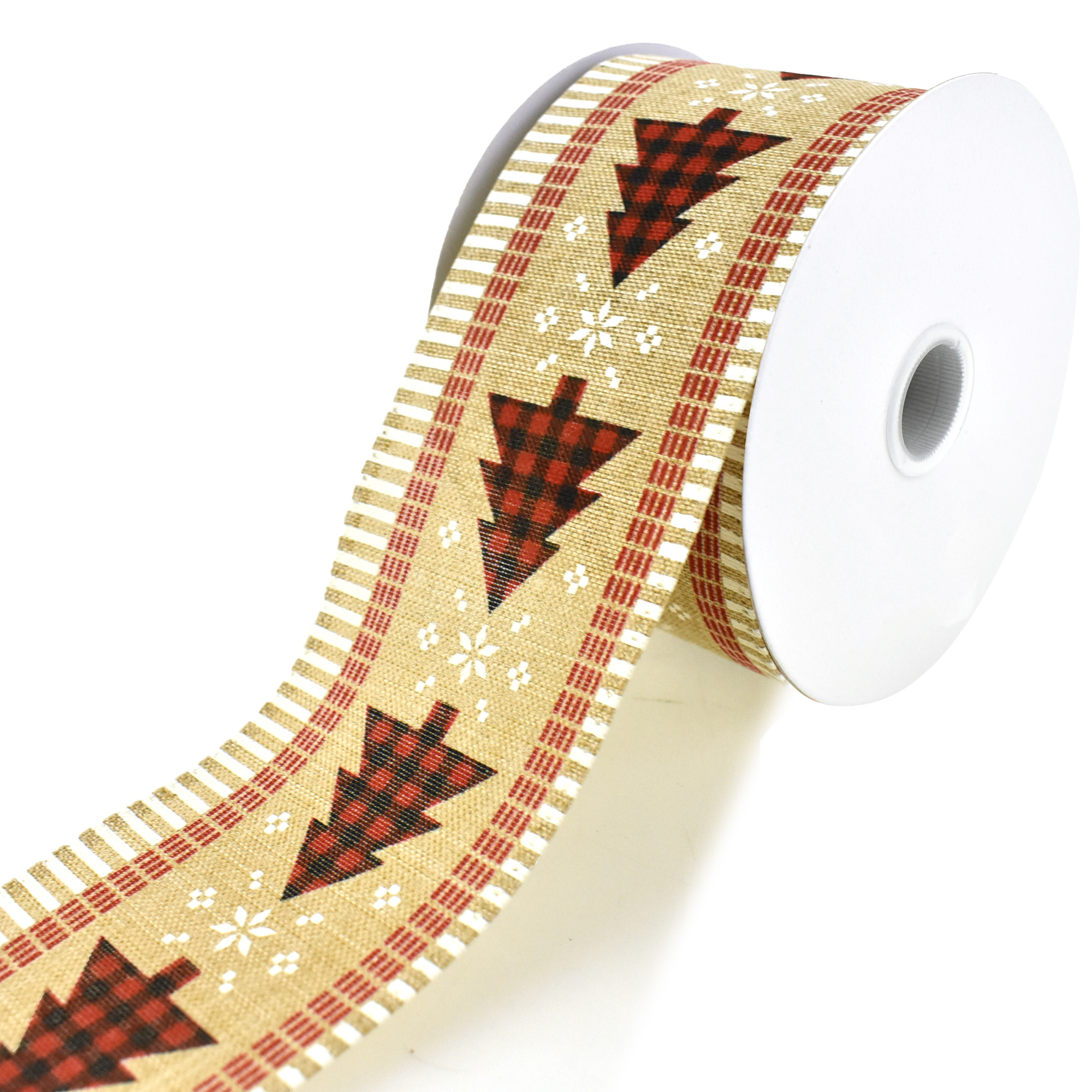 Plaid Christmas Tree Dash Edged Wired Ribbon, 2-1/2-Inch, 10-Yard (Red ...