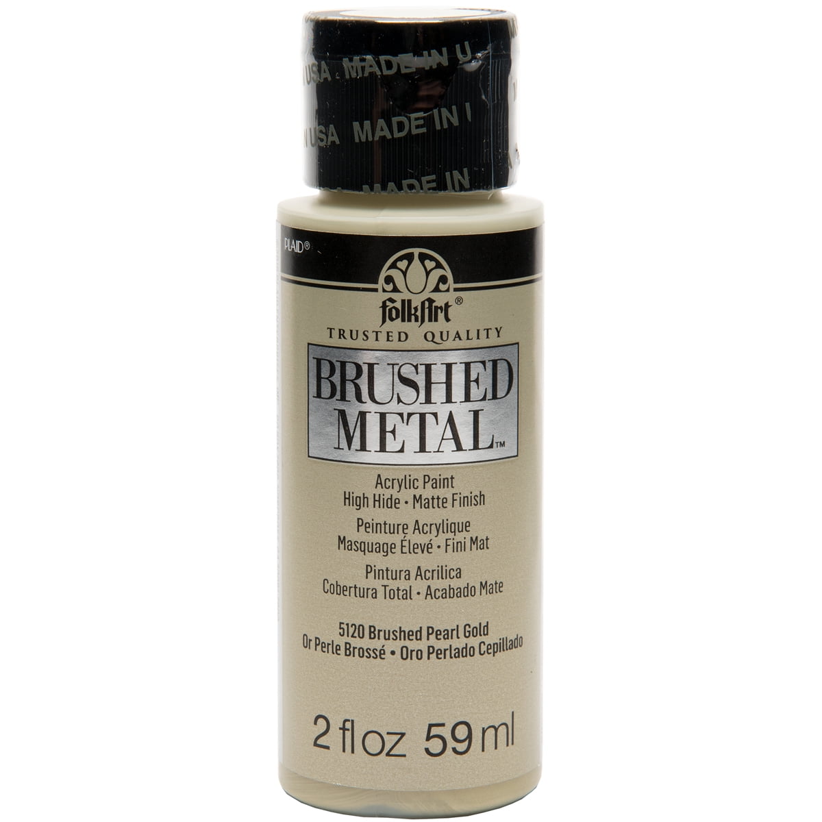 Plaid Craft FABM2-5120 2 oz Brushed Metal Acrylic Paint - Pearl Gold ...