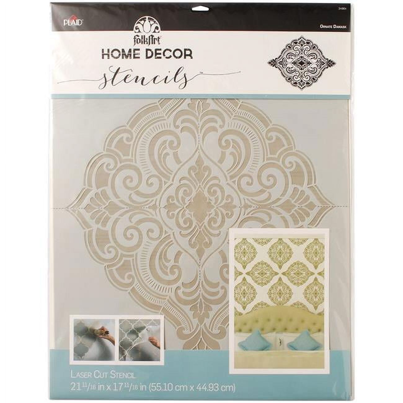 Plaid Craft HDCWALL-34964 Ornate Damask Folk Art Home Decor Wall ...