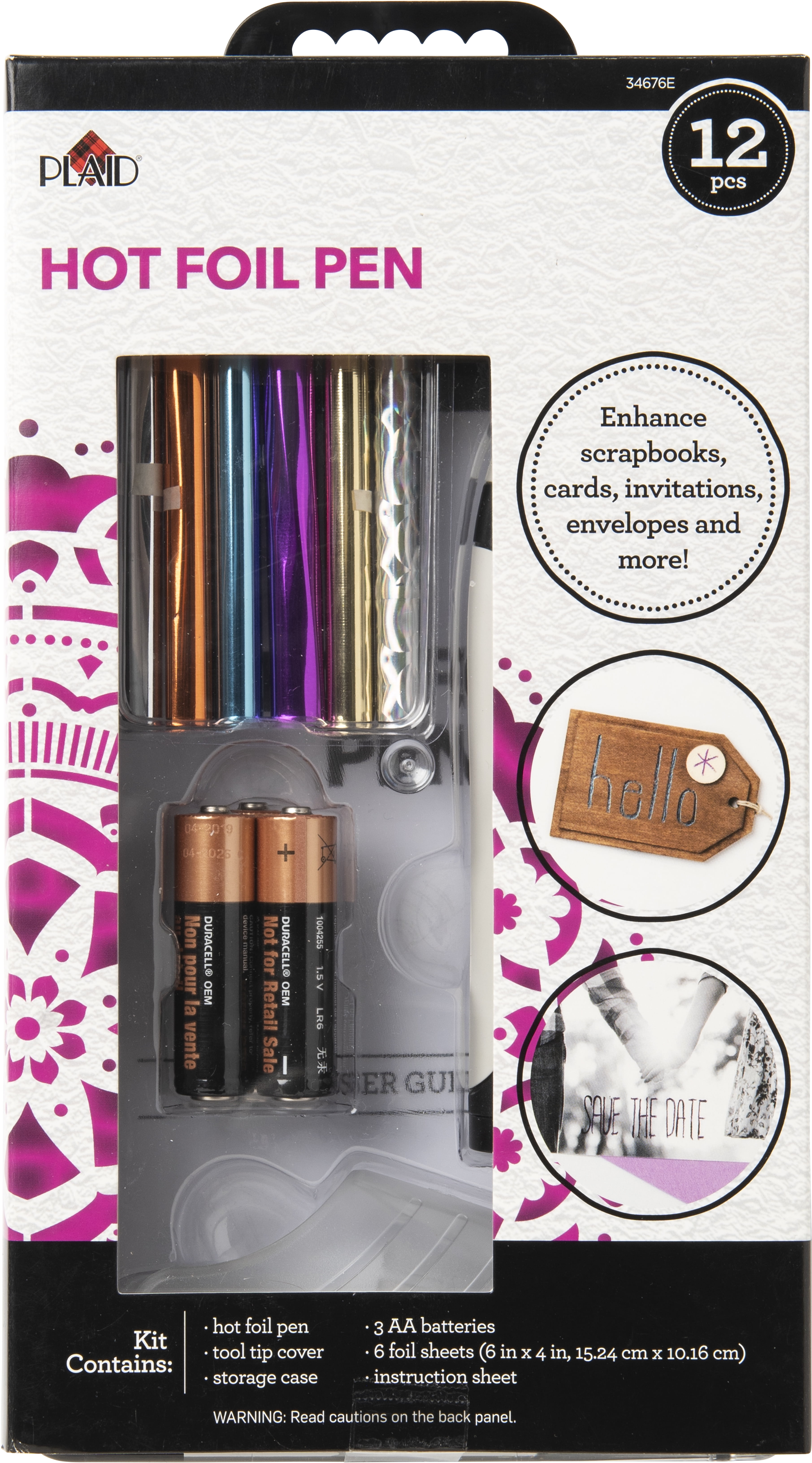 Plaid Crafting Tools, Hot Foil Pen, 12 Piece Set Including Six 6" x 4 ...