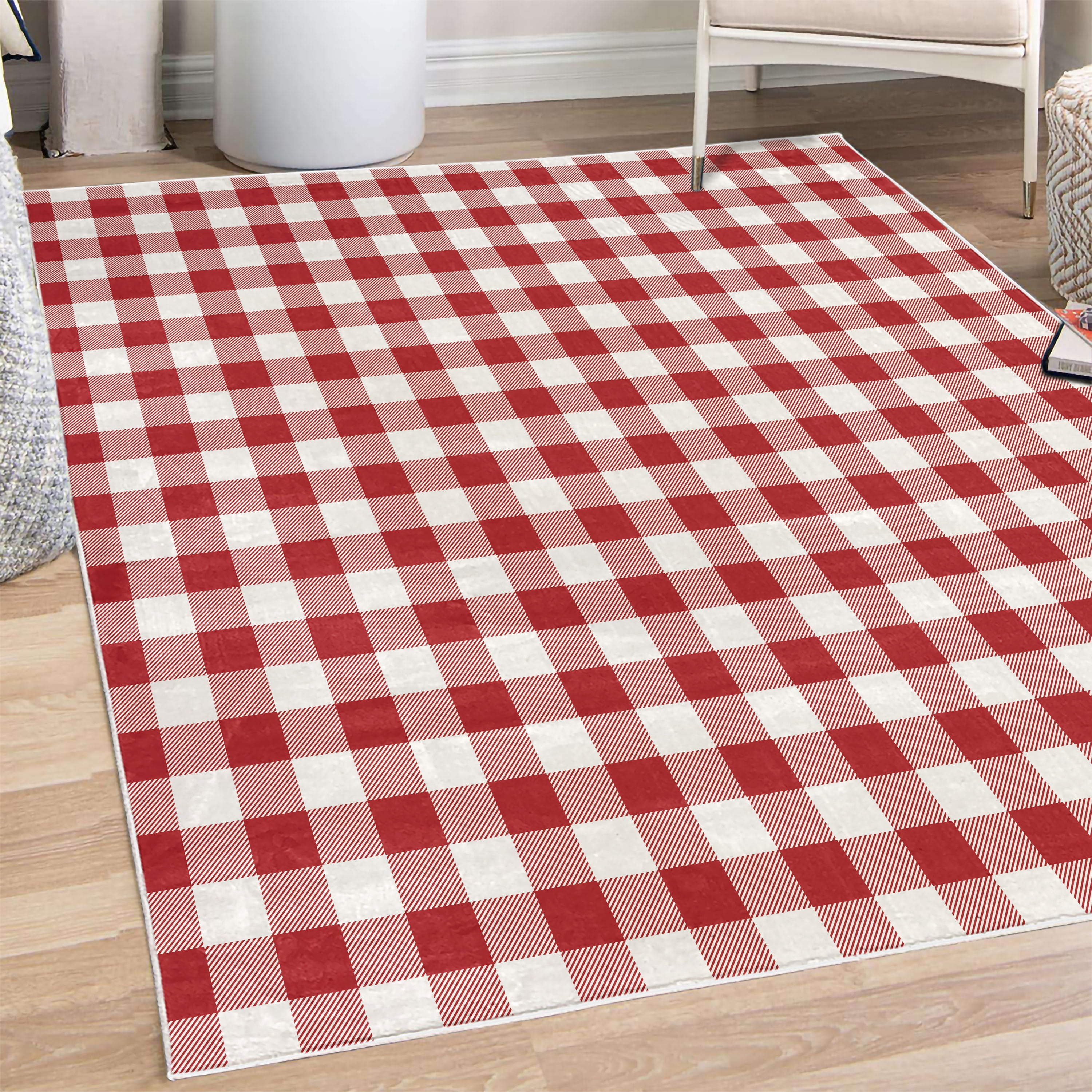 Ambesonne Plaid Decorative Rug, Buffalo Checks Pattern, Washable Carpet ...