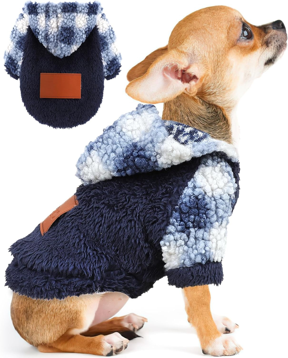 Plaid Dog Hoodie Fleece Small Dog Sweater for Small Dogs Girl Boy ...