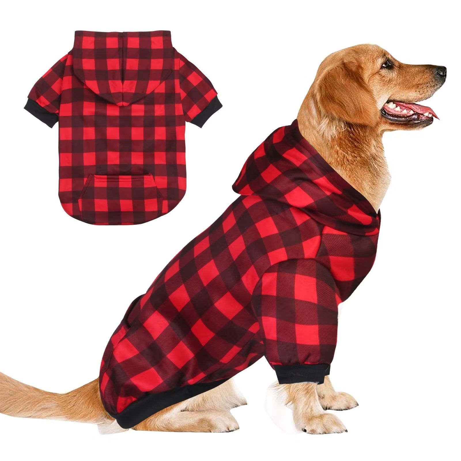 Plaid Dog Sweaters Hoodies Sweatshirts for Dogs Cats, Warm and Soft ...