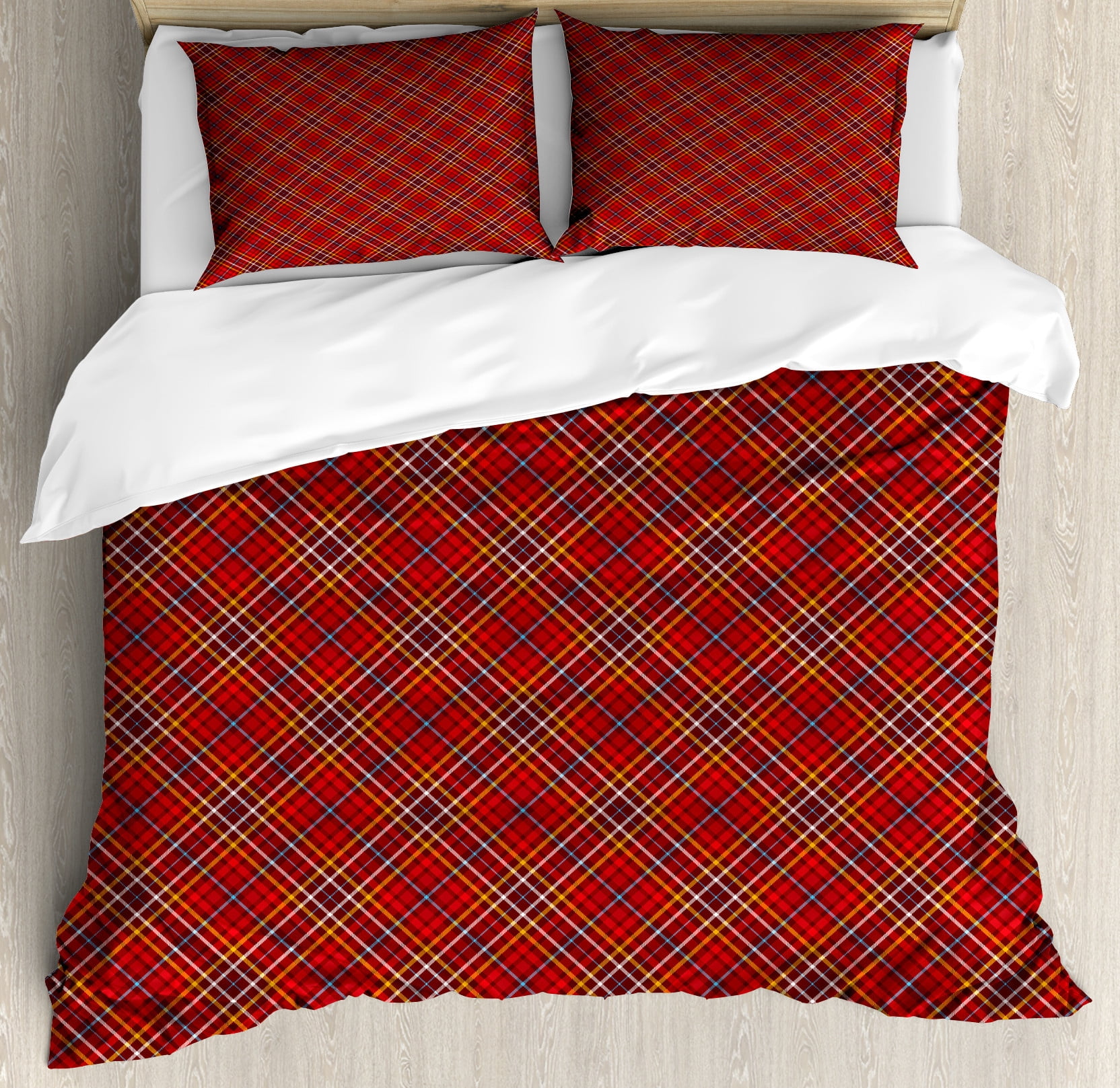 Plaid Duvet Cover Set, Abstract Traditional British Retro Classical ...