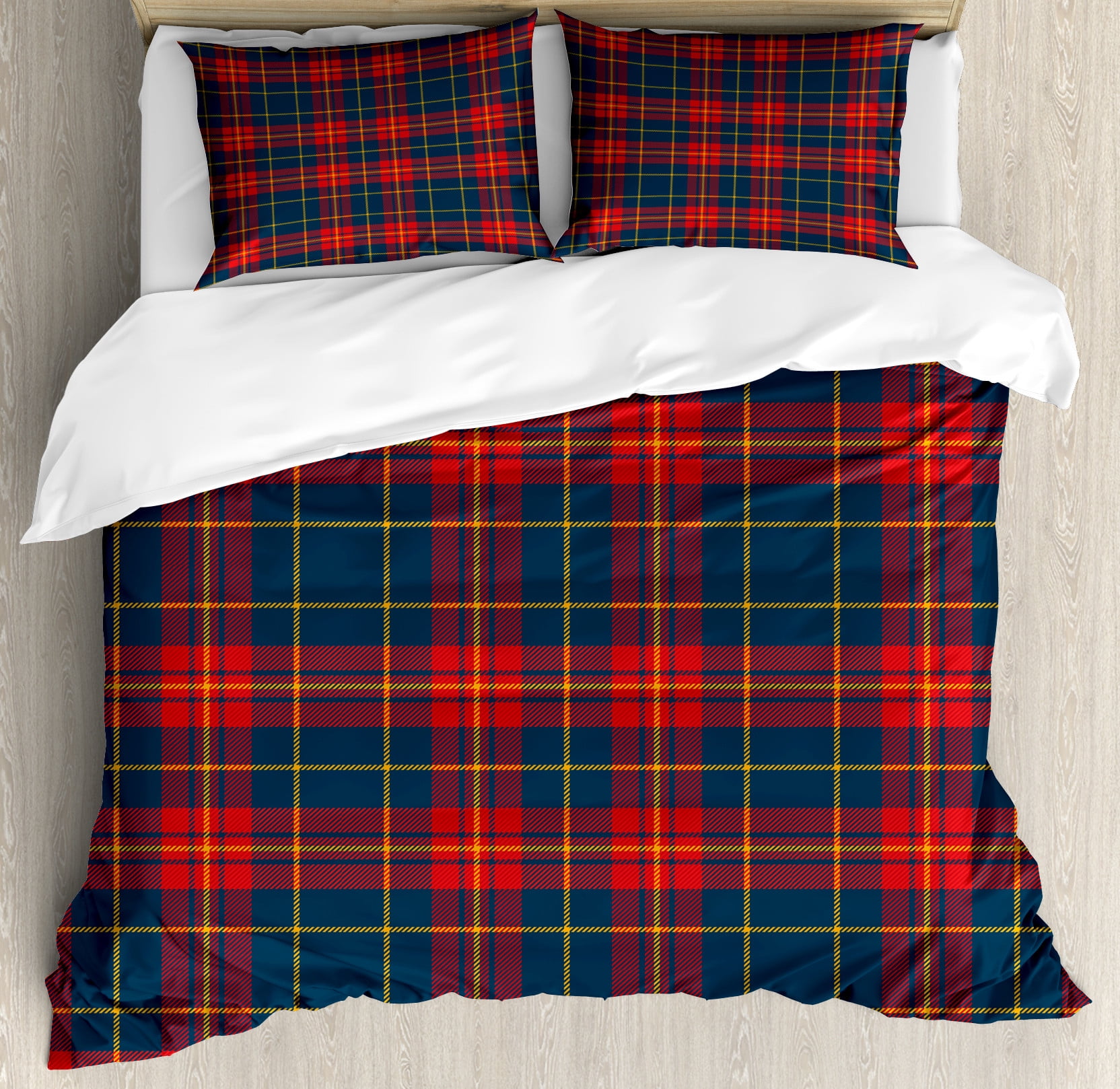 Plaid Duvet Cover Set, Continuing Squares Traditional Classic Checkered ...