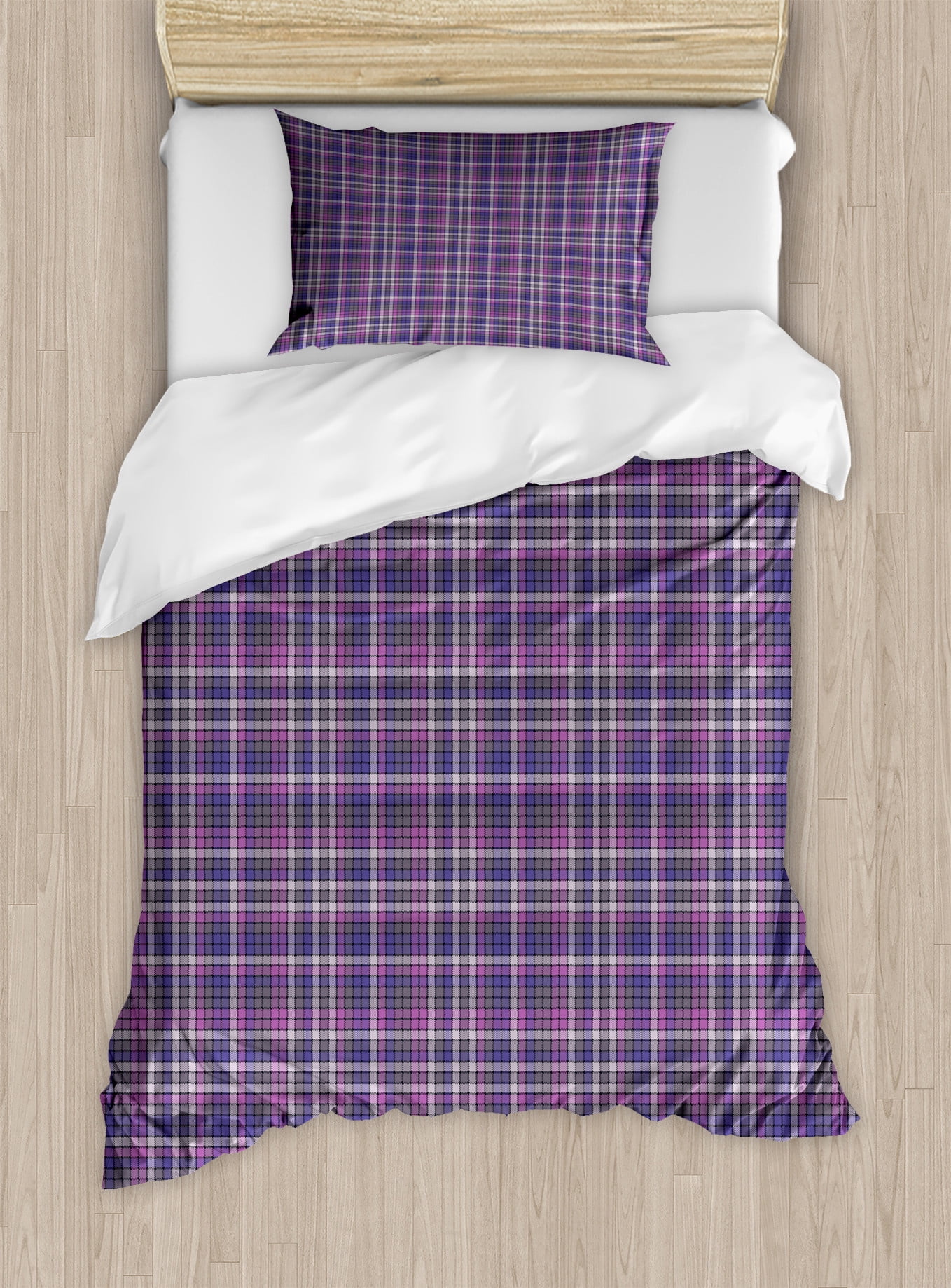 Plaid Duvet Cover Set, Illustration of Checkered Inspired Design ...