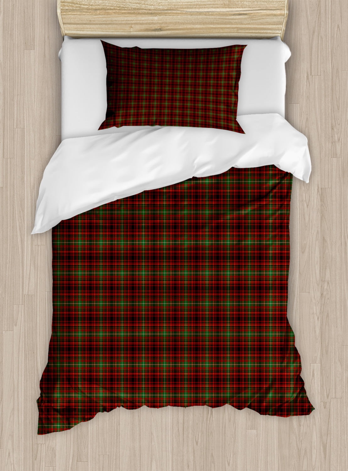 Plaid Duvet Cover Set Twin Size, Classic Composition of Squares Tartan ...