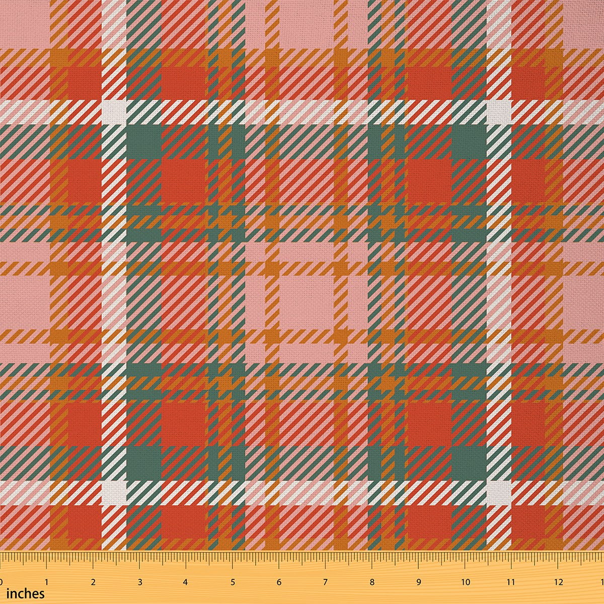 Plaid Fabric by the Yard,Pink and Green Decorative Fabric,Geometric ...