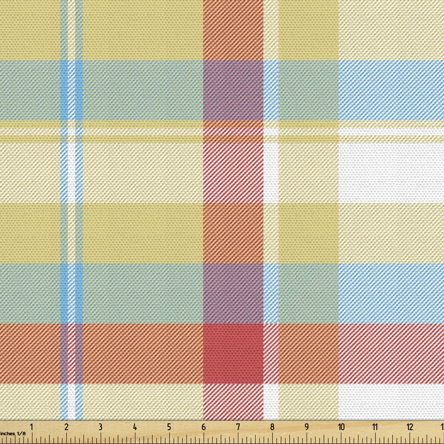 Ambesonne Plaid Fabric by the Yard Upholstery, Colorful Shapes with ...