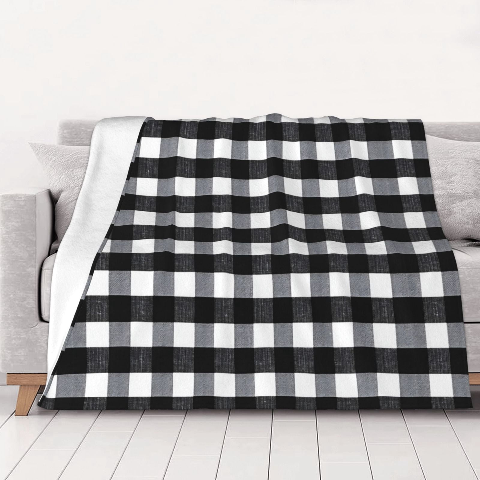 Plaid Farmhouse Black Buffalo Throws Blanket Fleece Soft Cozy Warm ...