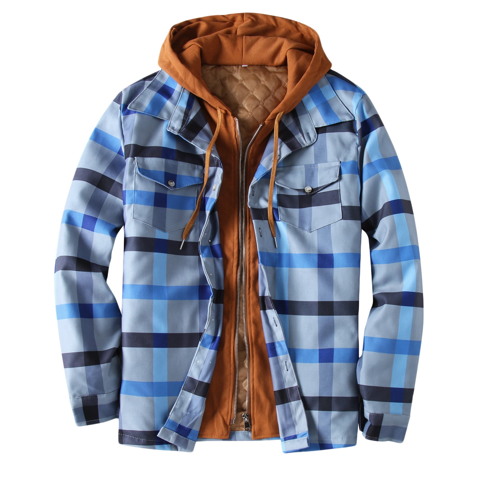 Plaid Flannel Jacket for Men Sale Clearance Quilted Winter Coat with ...
