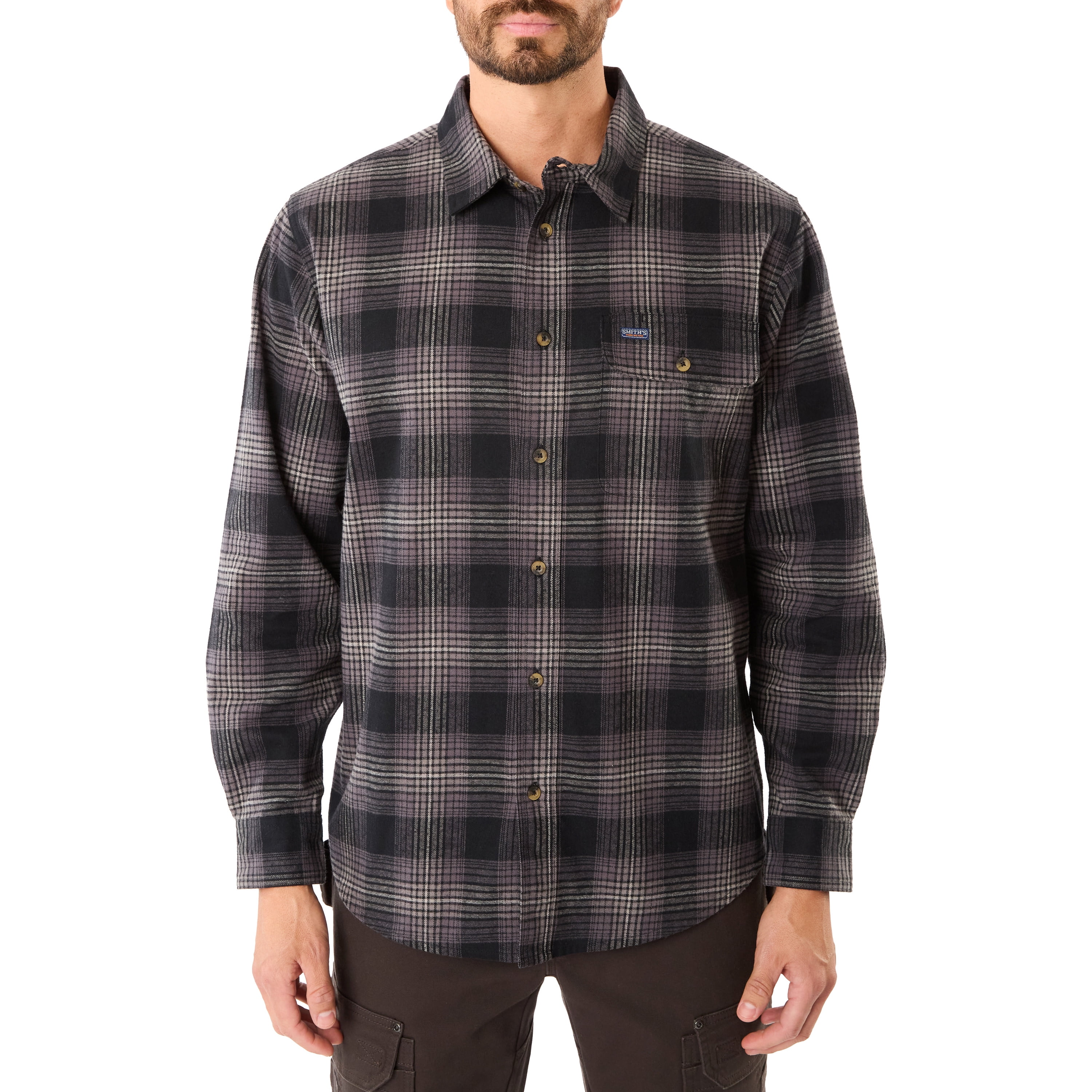 Men's Smith's Workwear Buffalo Plaid Flannel Button-Down Shirt Color ...