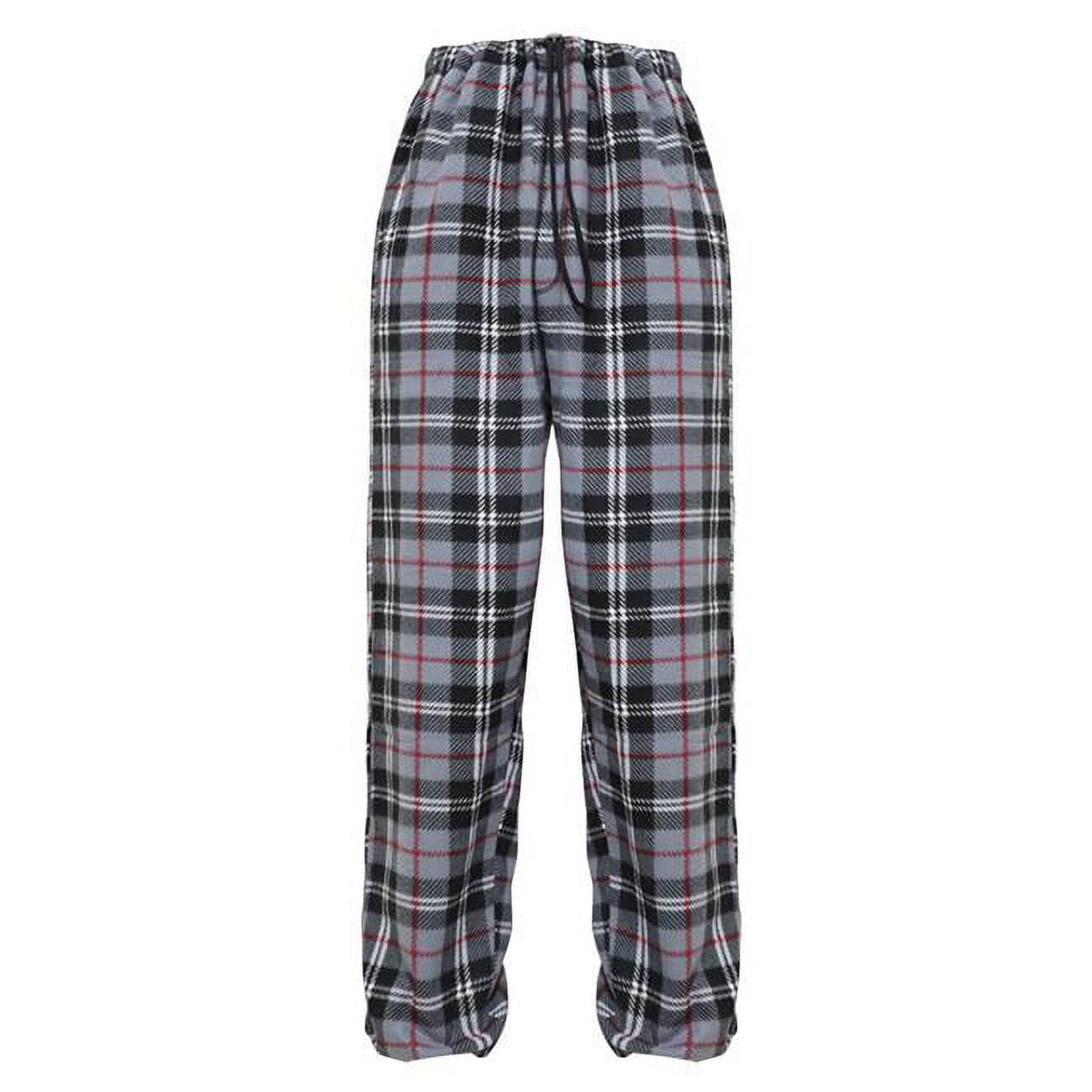 Plaid Fleece Elastic Waistband Pajama Pants for Mens, Black & Grey ...