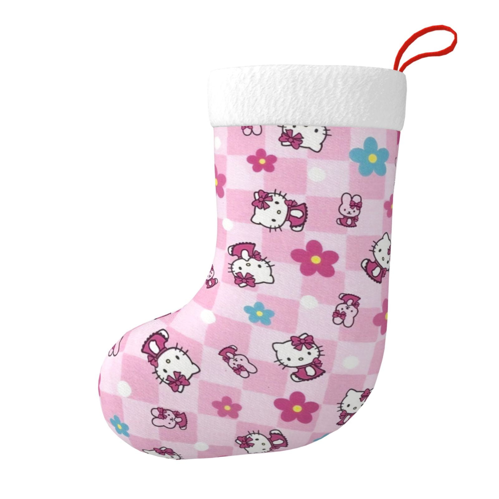 Plaid Flower Hello-Kitty Christmas Stocking 18 Inch,Plaid Flower Hello ...
