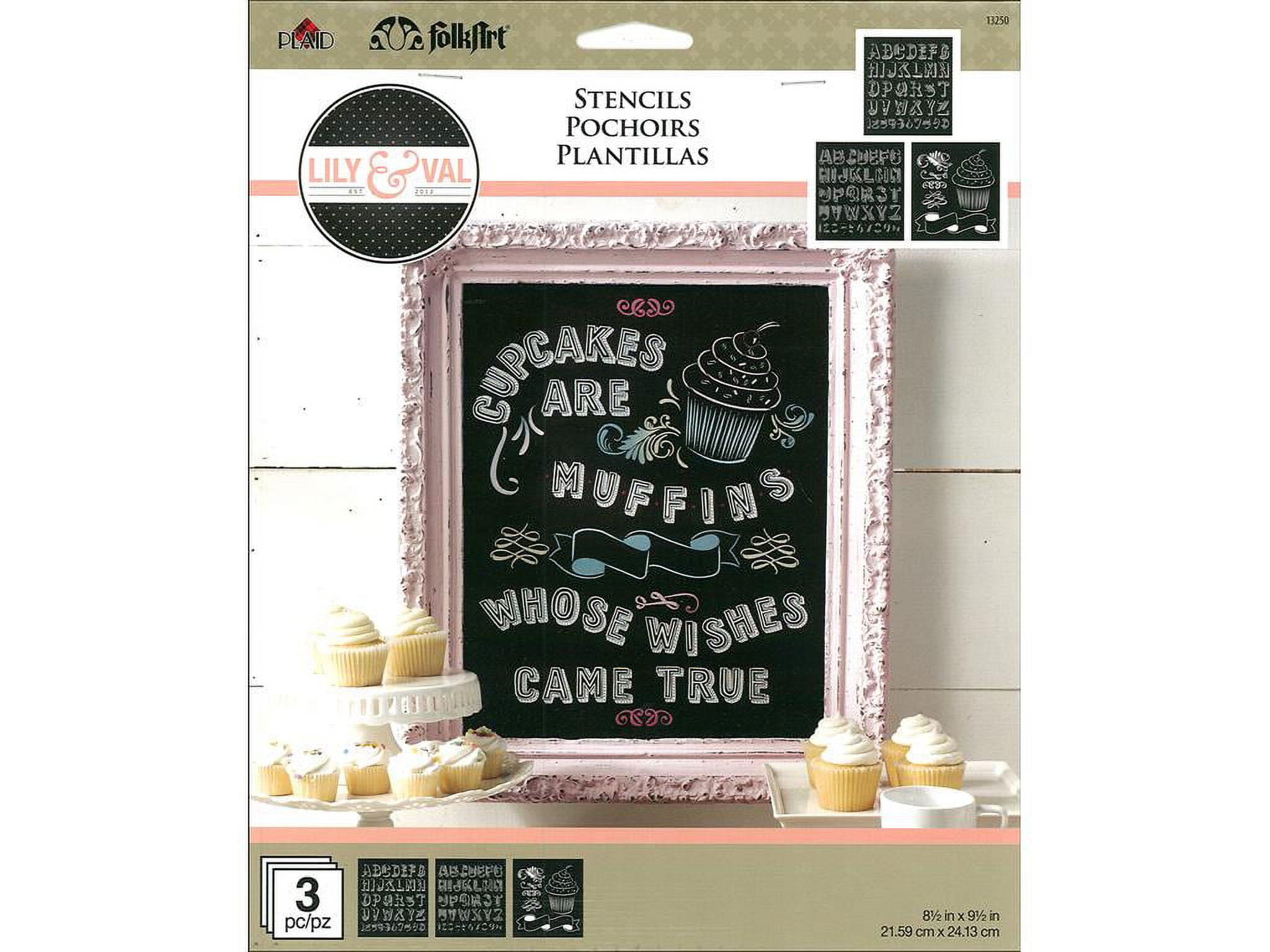 Plaid Folkart Stencil Lily & Val 3pc Cupcake - Walmart.com