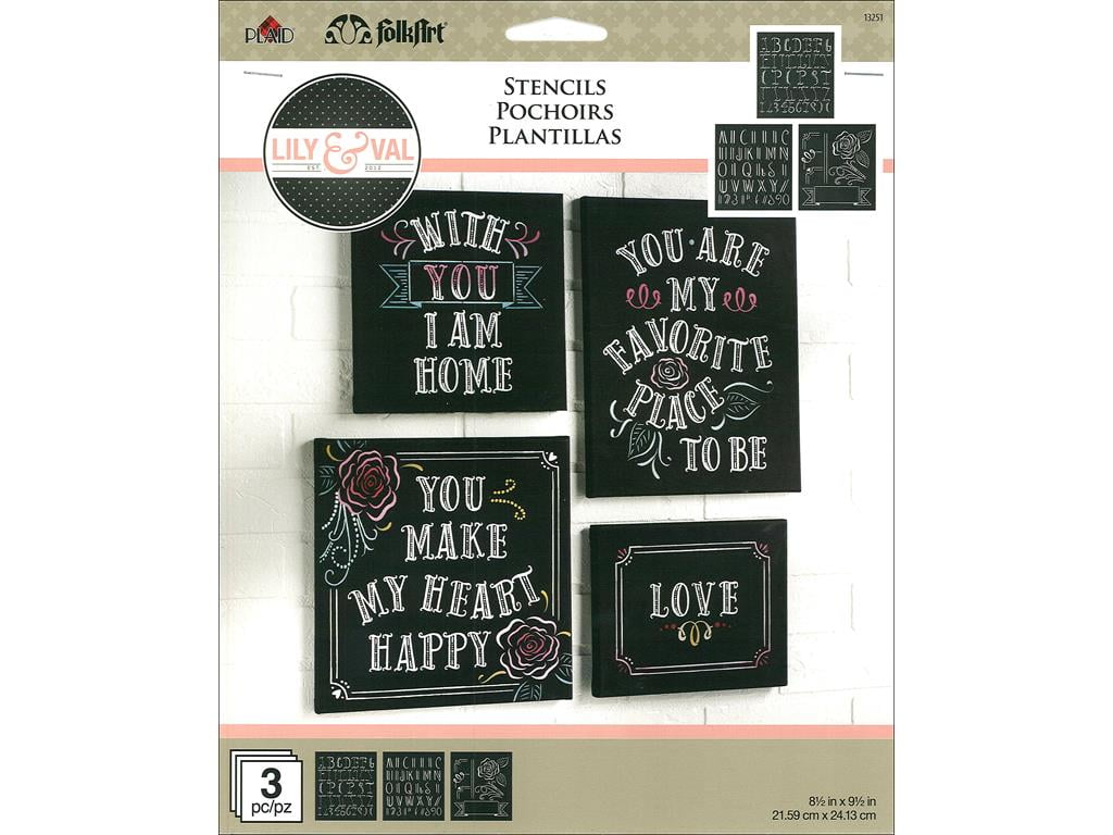 Plaid Folkart Stencil Lily & Val 3pc Welcome - Walmart.com