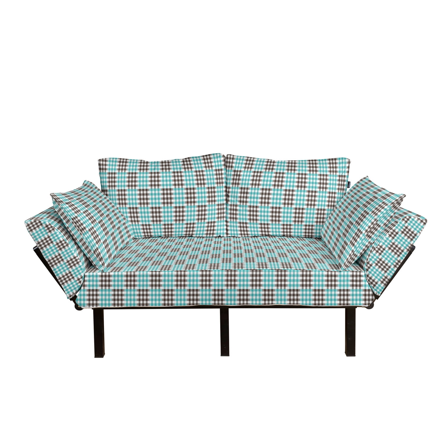 Plaid Futon Couch, 2 Colored Pattern with Little Checks and Diagonal ...