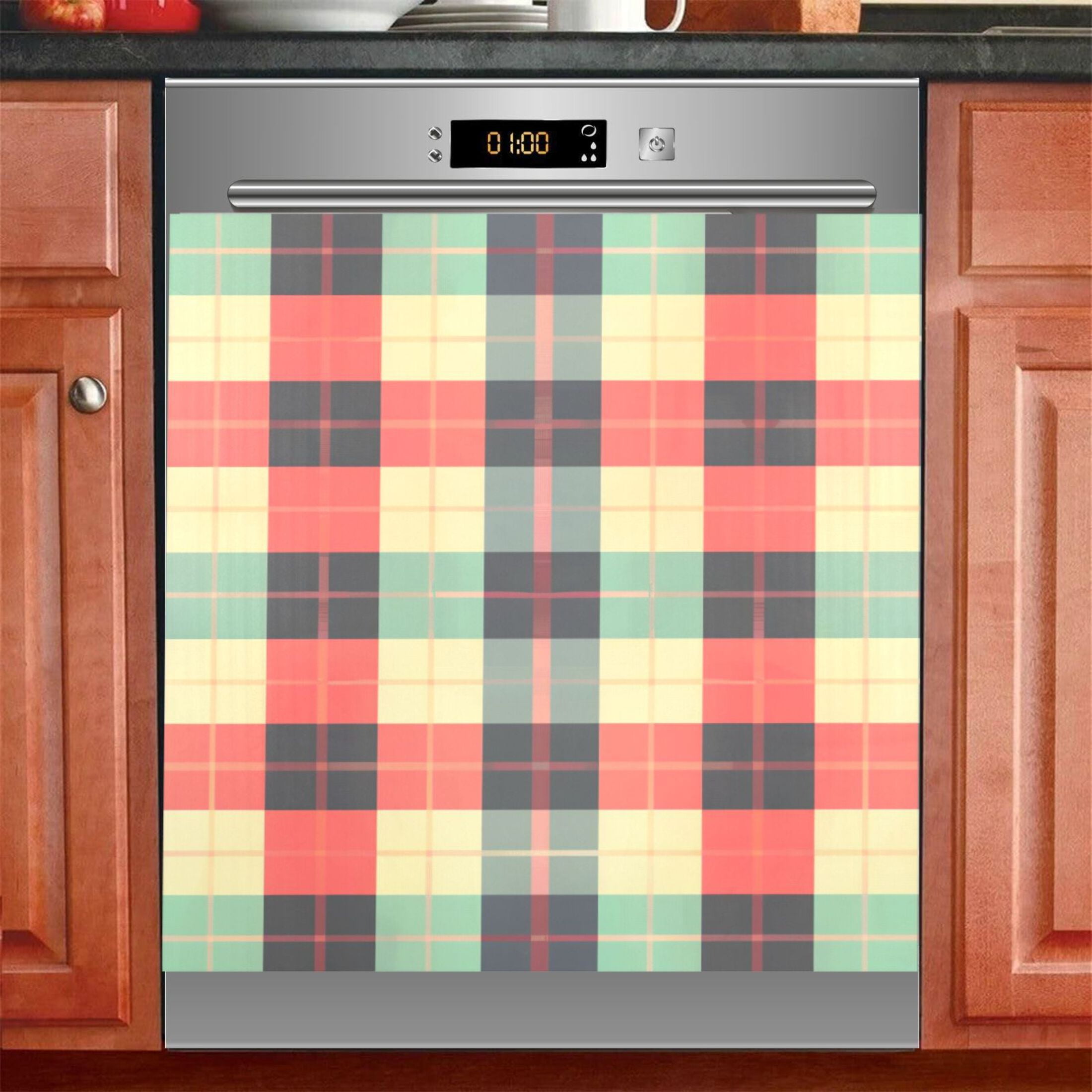 Plaid Grid Pattern Dishwasher Magnetic Refrigerator Magnet Cover ...