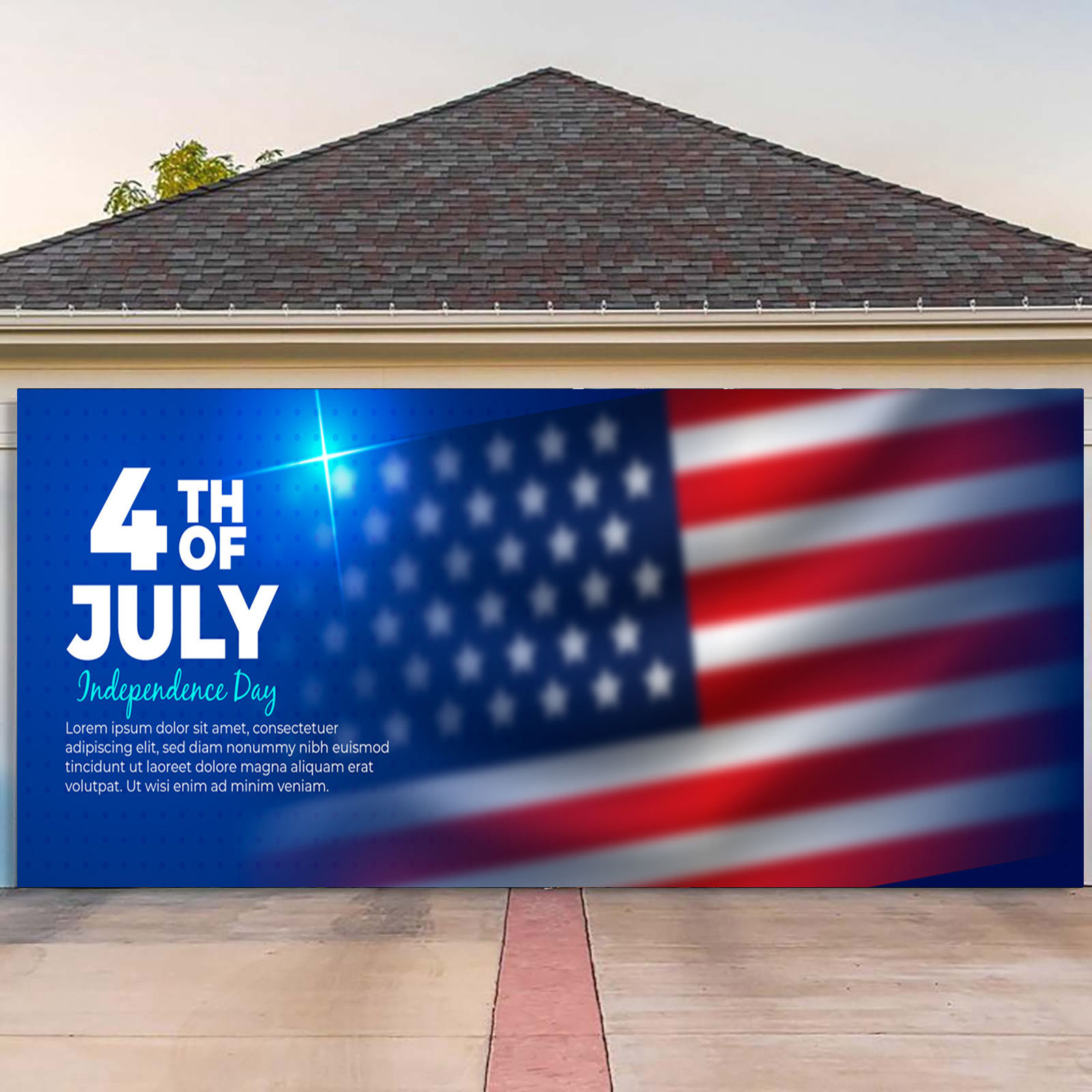 Plaid Heavy duty Outdoor Flag Independence Day Anniversary Garage Door ...